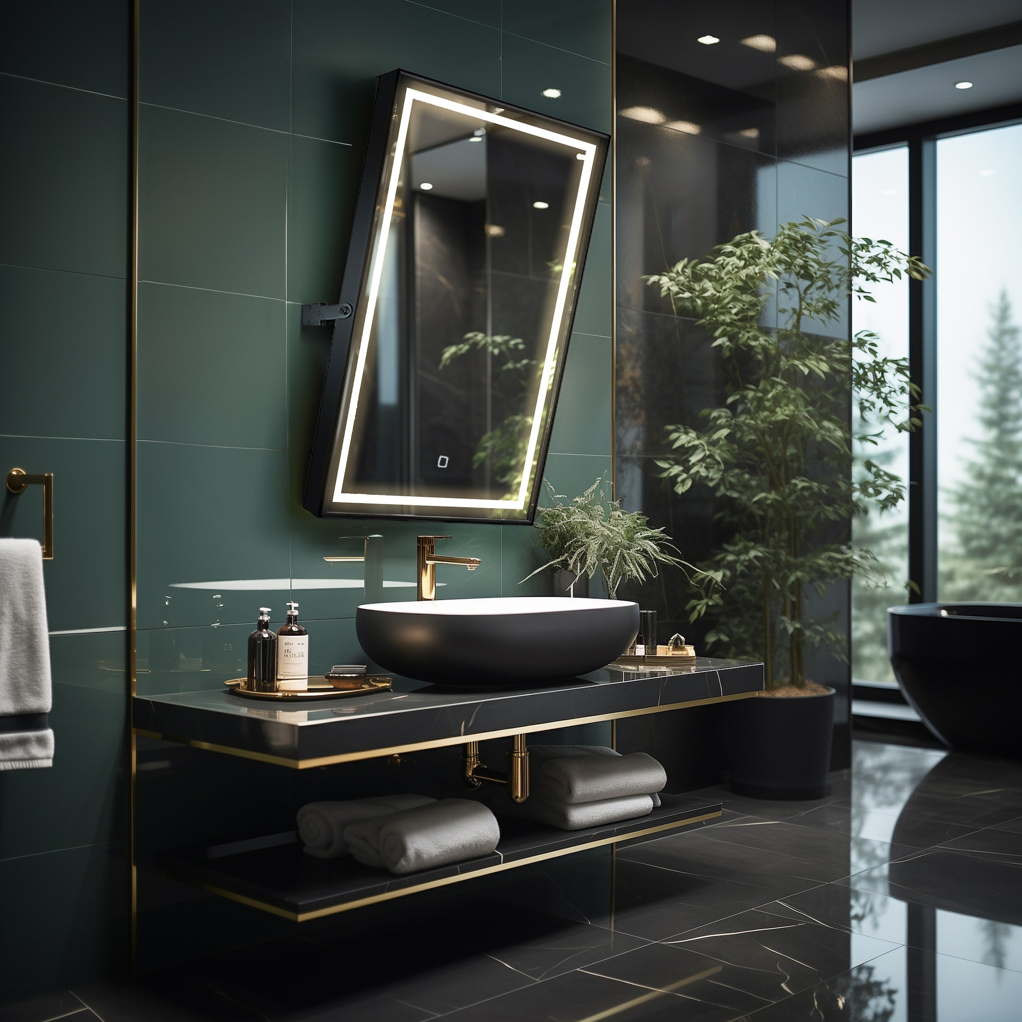 Dreamwerks LED Bathroom Mirrors 24-in x 32-in Framed Rectangle Dimmable ...