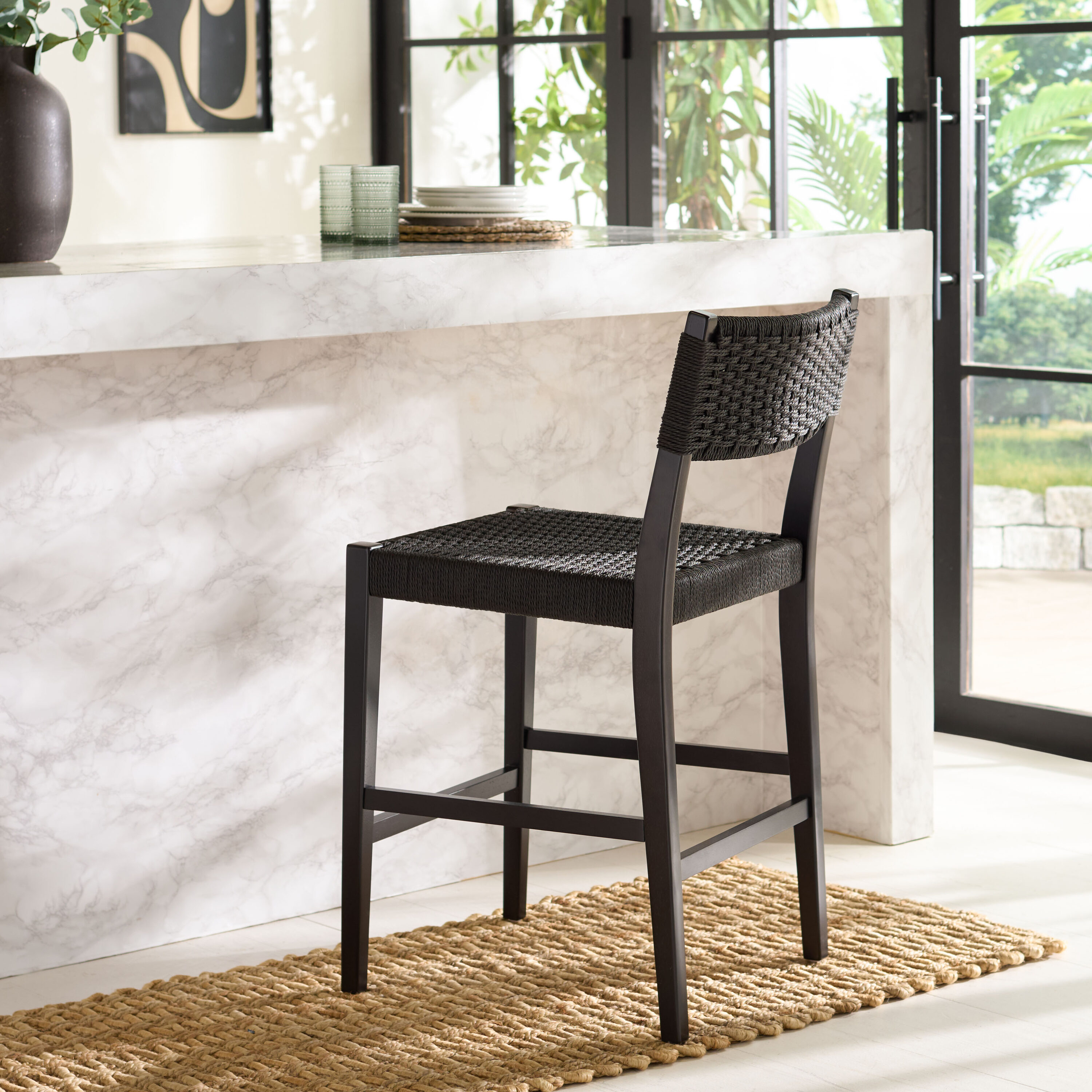 Safavieh Black 24.41-in H Tall Wood Bar Stool in the Bar Stools ...