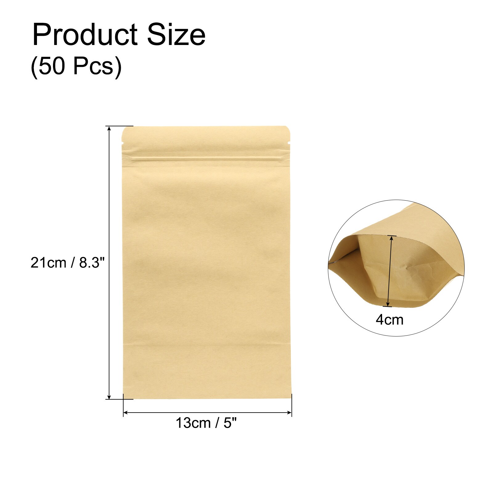 Unique Bargains 50pcs Kraft Stand Up Pouches Sealable Paper Bags Foil ...