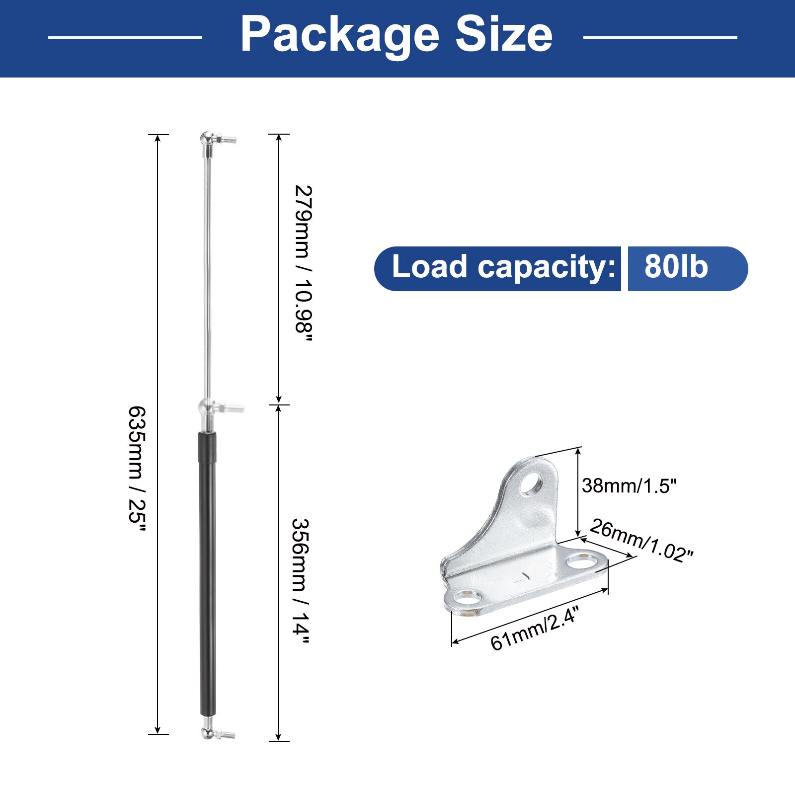 Unique Bargains 1 Set 25-Inch 80lb Gas Strut Gas Shock Spring Lift ...