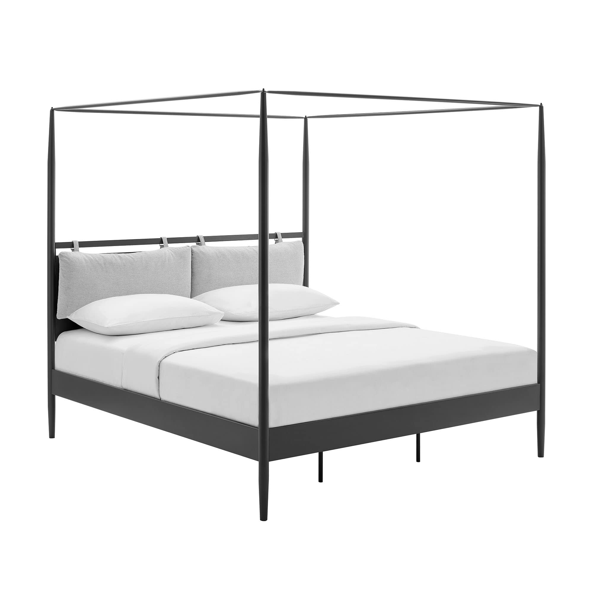 Modway Marlowe 4-Poster Canopy Metal King Platform Bed in Charcoal at ...