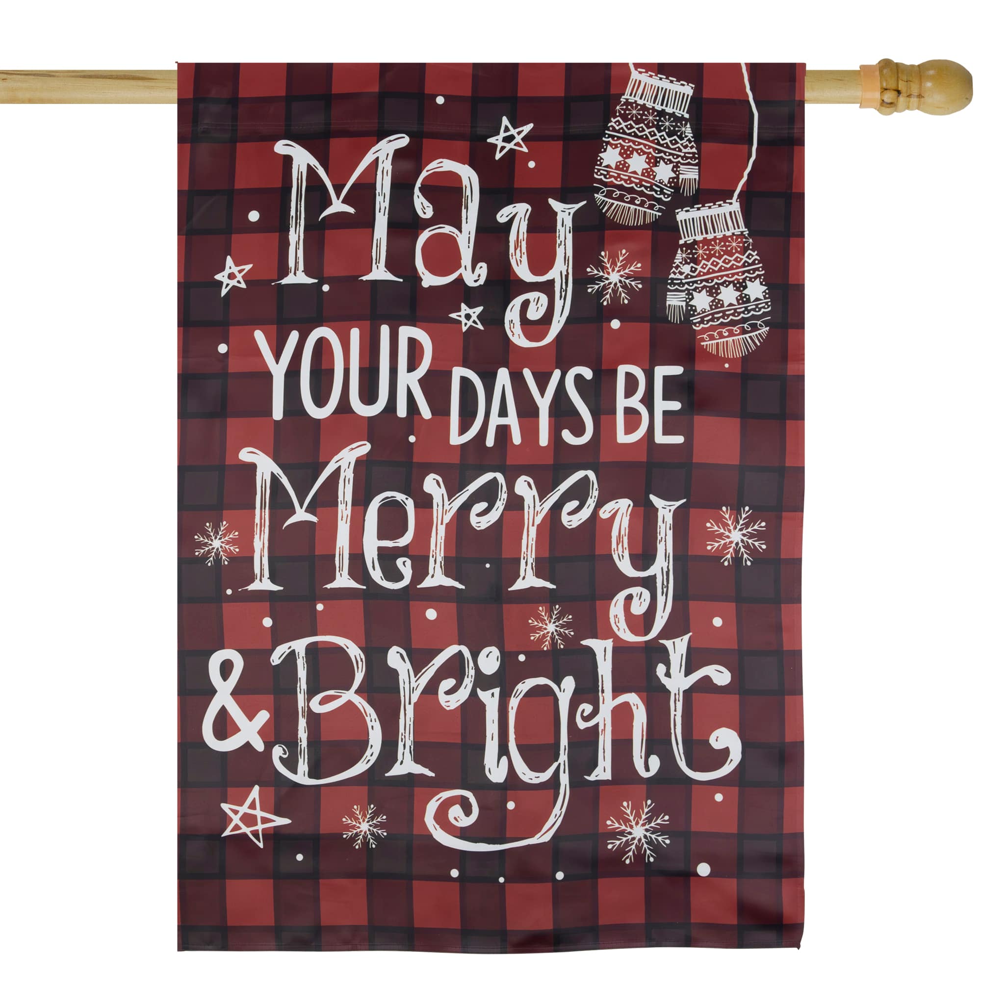 Northlight Red Buffalo Plaid Merry and Bright Christmas House Flag 28 ...