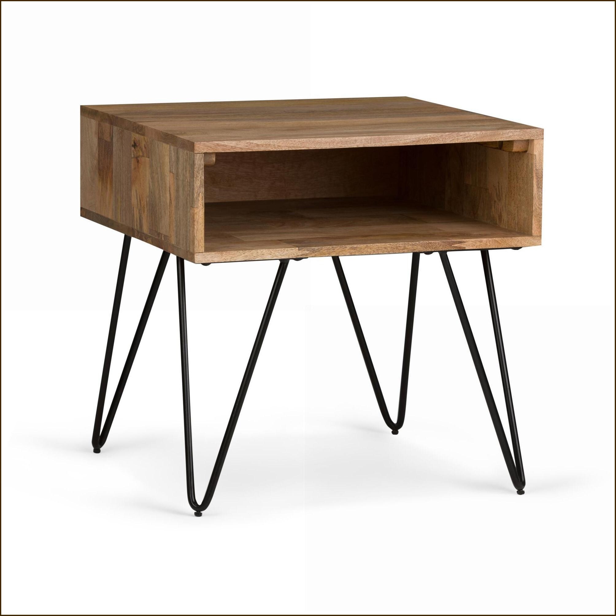 Watnature Industrial Solid Mango Hardwood Coffee Table with Metal Legs ...