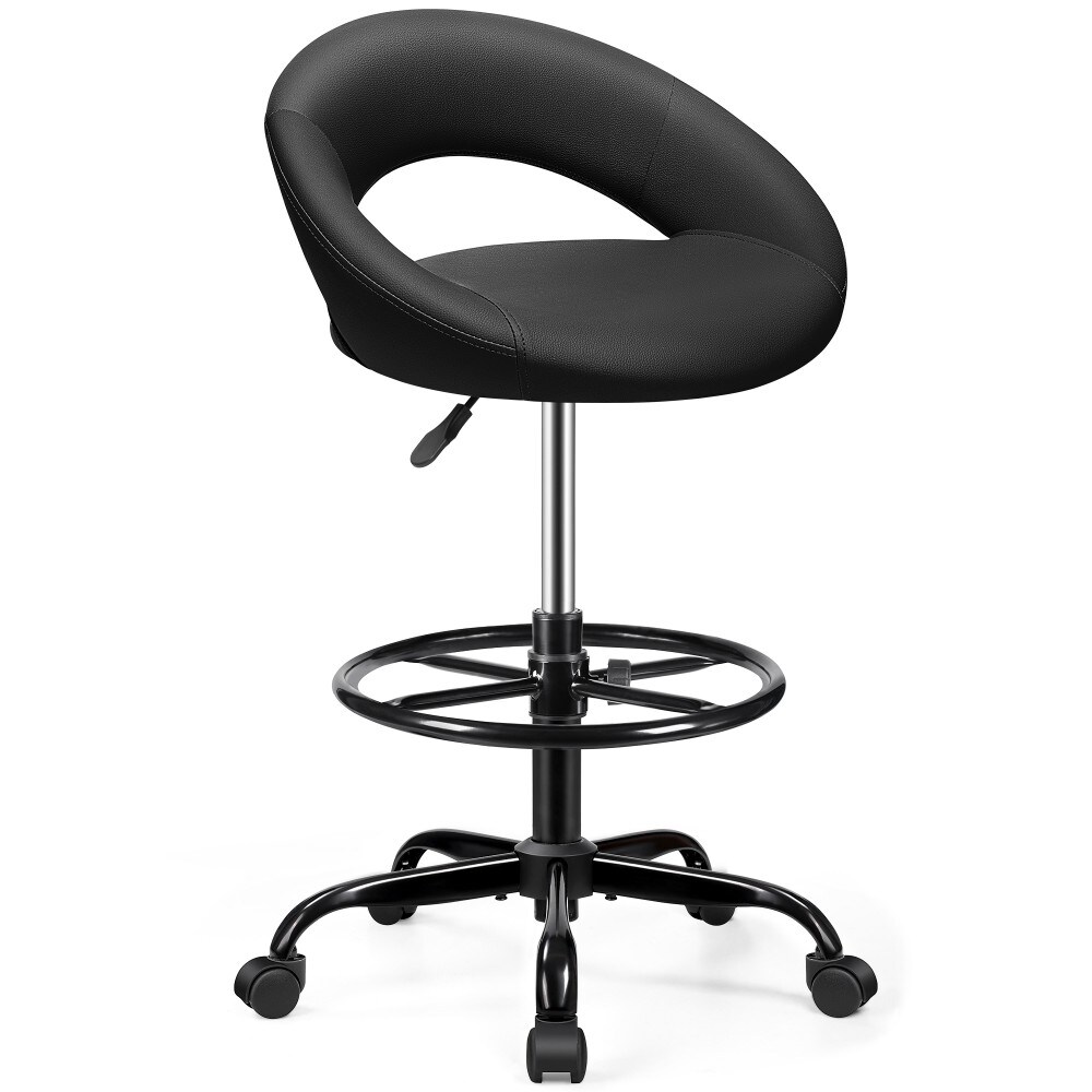 KERDOM Drafting Chair with Back Height Adjustable Rolling Stool with ...