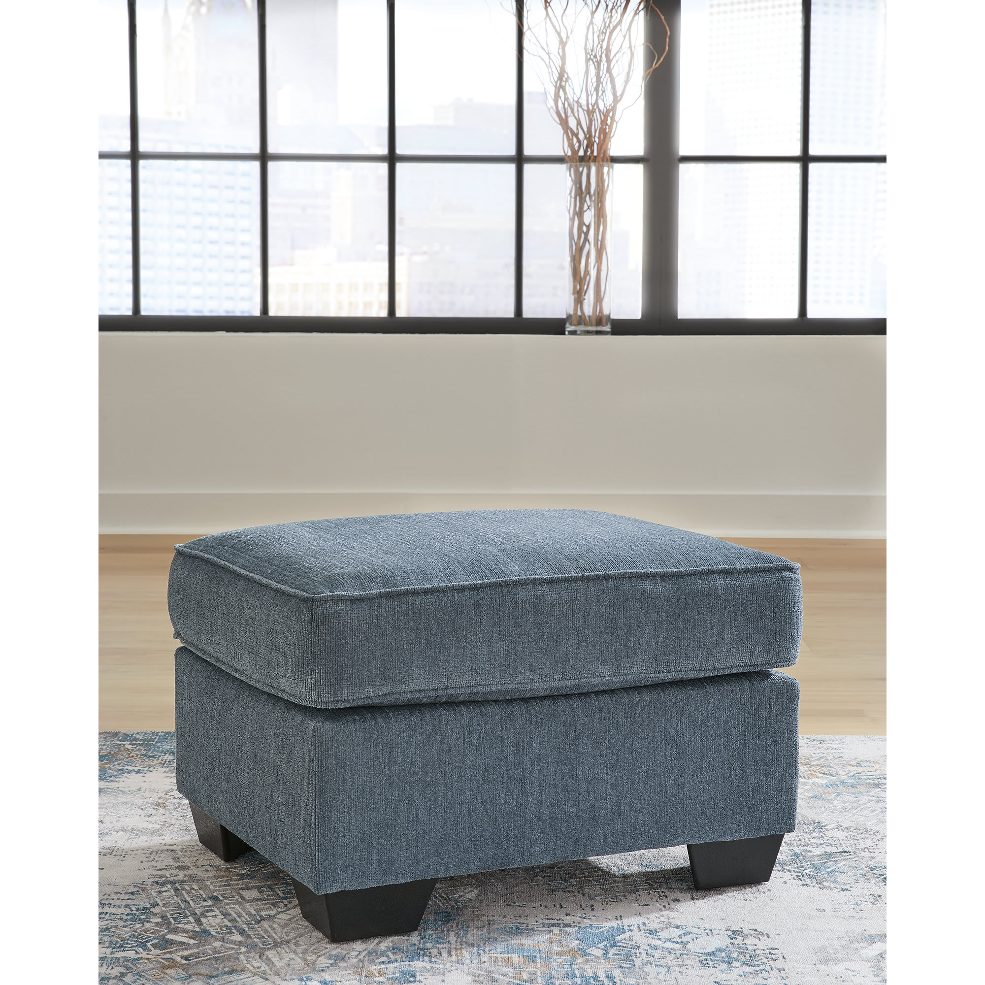 Signature Design by Ashley Cashton Blue Polyester Ottoman with Foam ...