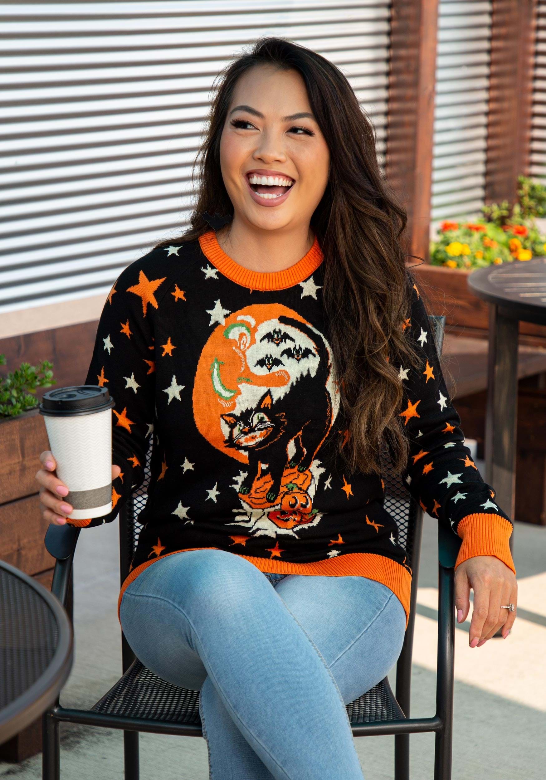 HalloweenCostumes.com FUN Wear Vintage Halloween Cat Halloween Sweater ...