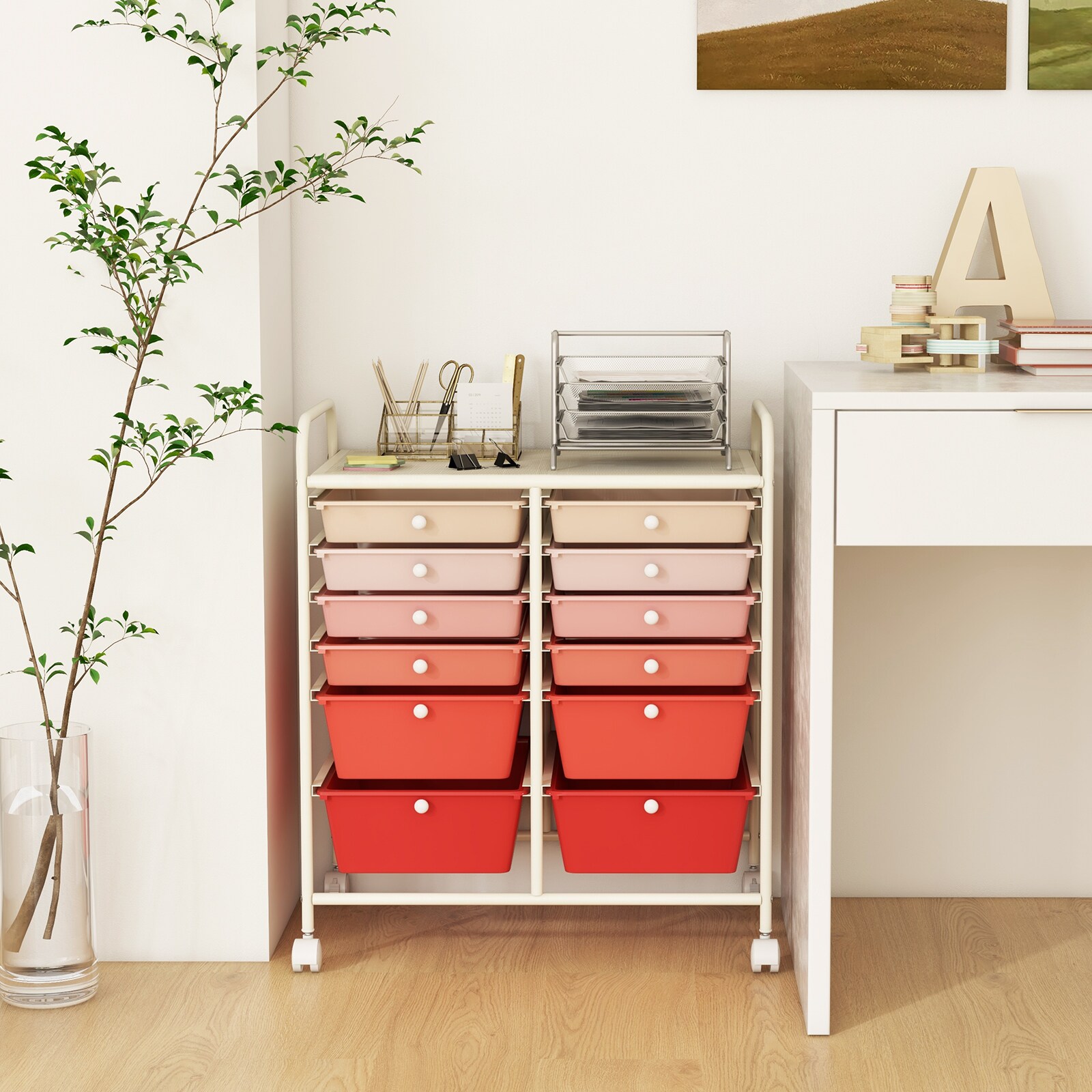 SUGIFT 12-Drawer Rolling Storage Cart With Removable Drawers And 2 ...