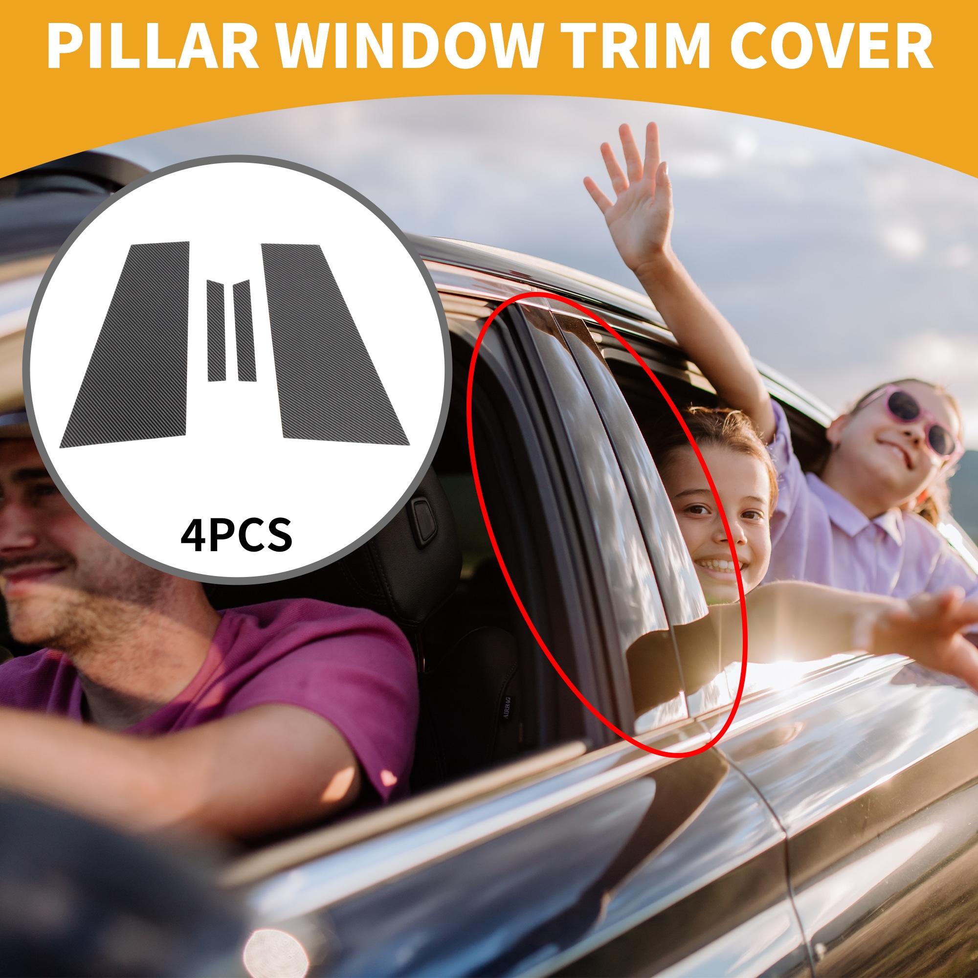 Unique Bargains Door Pillar Window Trim - Car Front Left Right Side ...