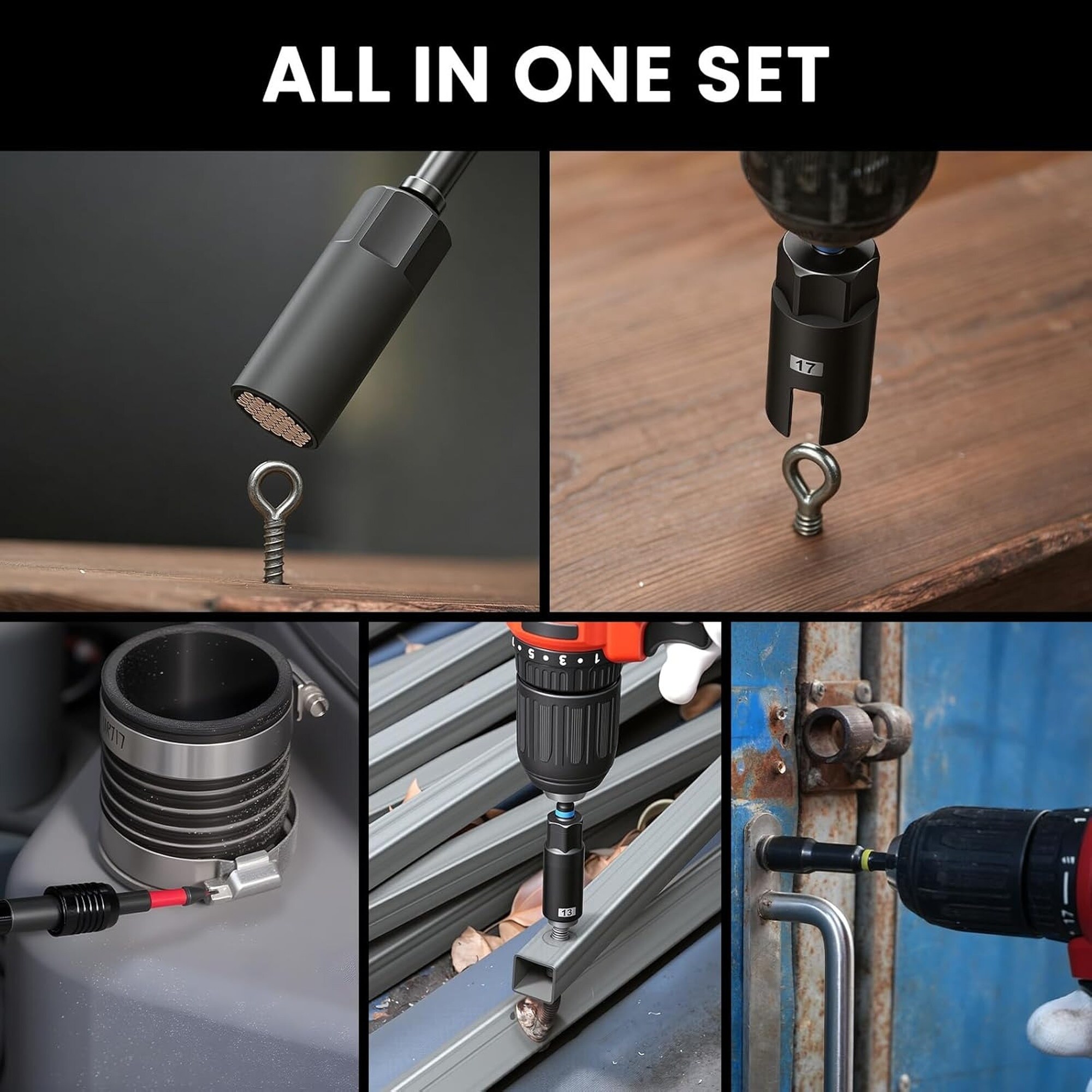 Angel Sar 86-Piece Magnetic Deep Impact Socket and S2 Bit Set Powder ...