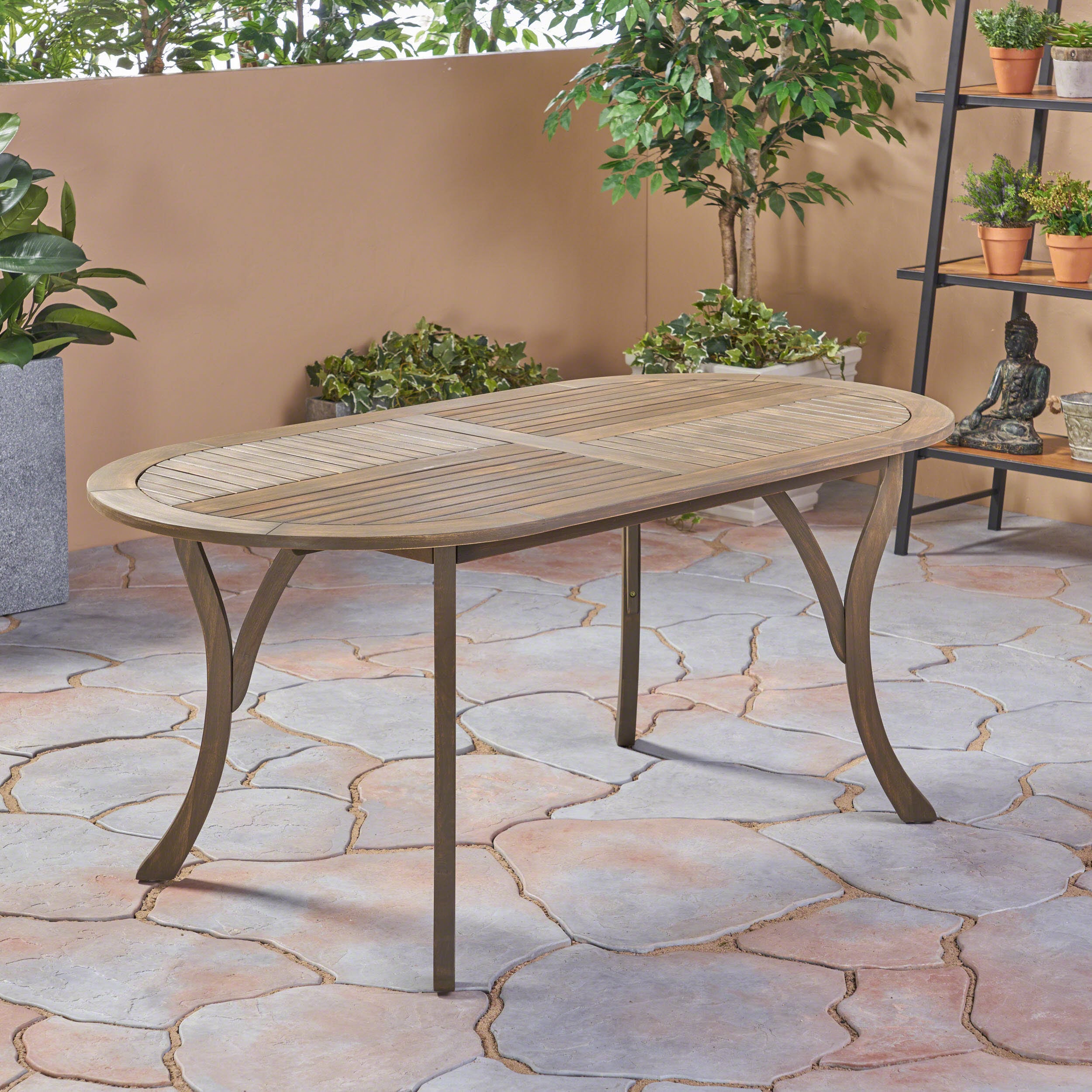 Oval-Shaped-Table Acacia-Frame Patio Tables at Lowes.com