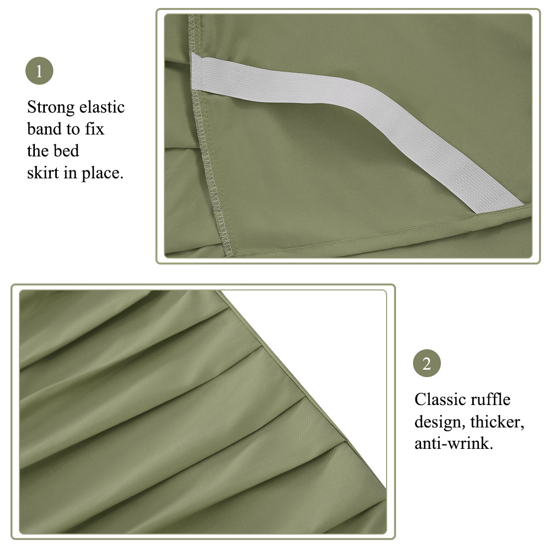 Unique Bargains Ruffled Bed Skirt Polyester Brushed Hotel Quality ...