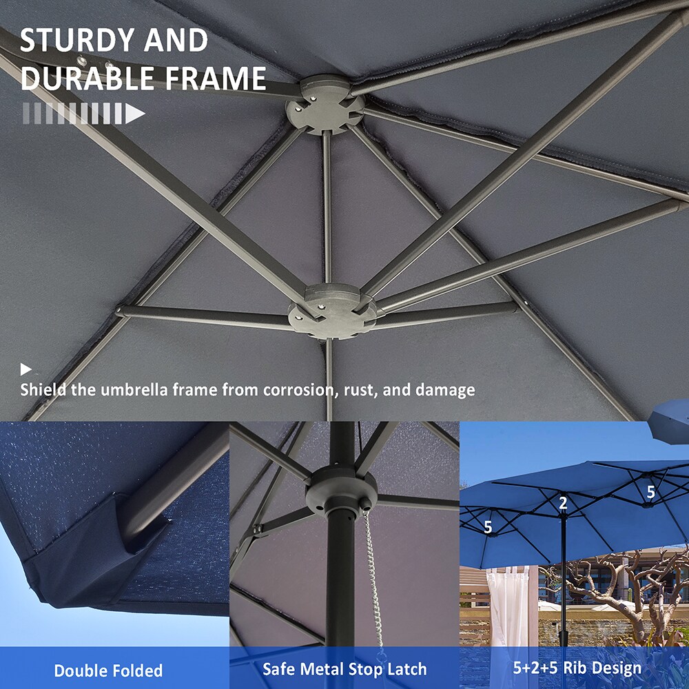 Sunrinx 13-ft Steel Blue No-tilt Market Patio Umbrella in the Patio ...