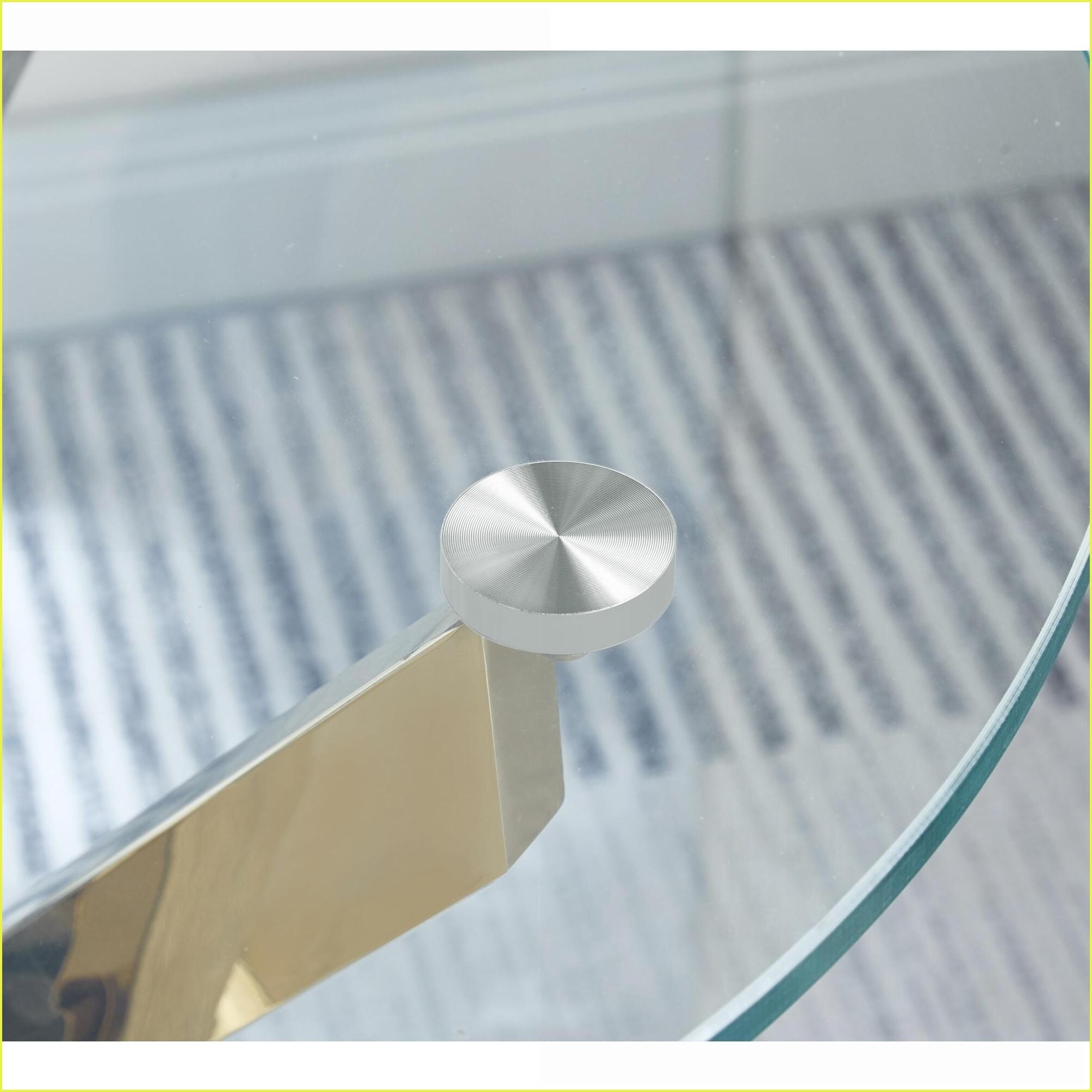 Watnature Ultra Modern Round Tempered Glass Coffee Table with Chrome ...