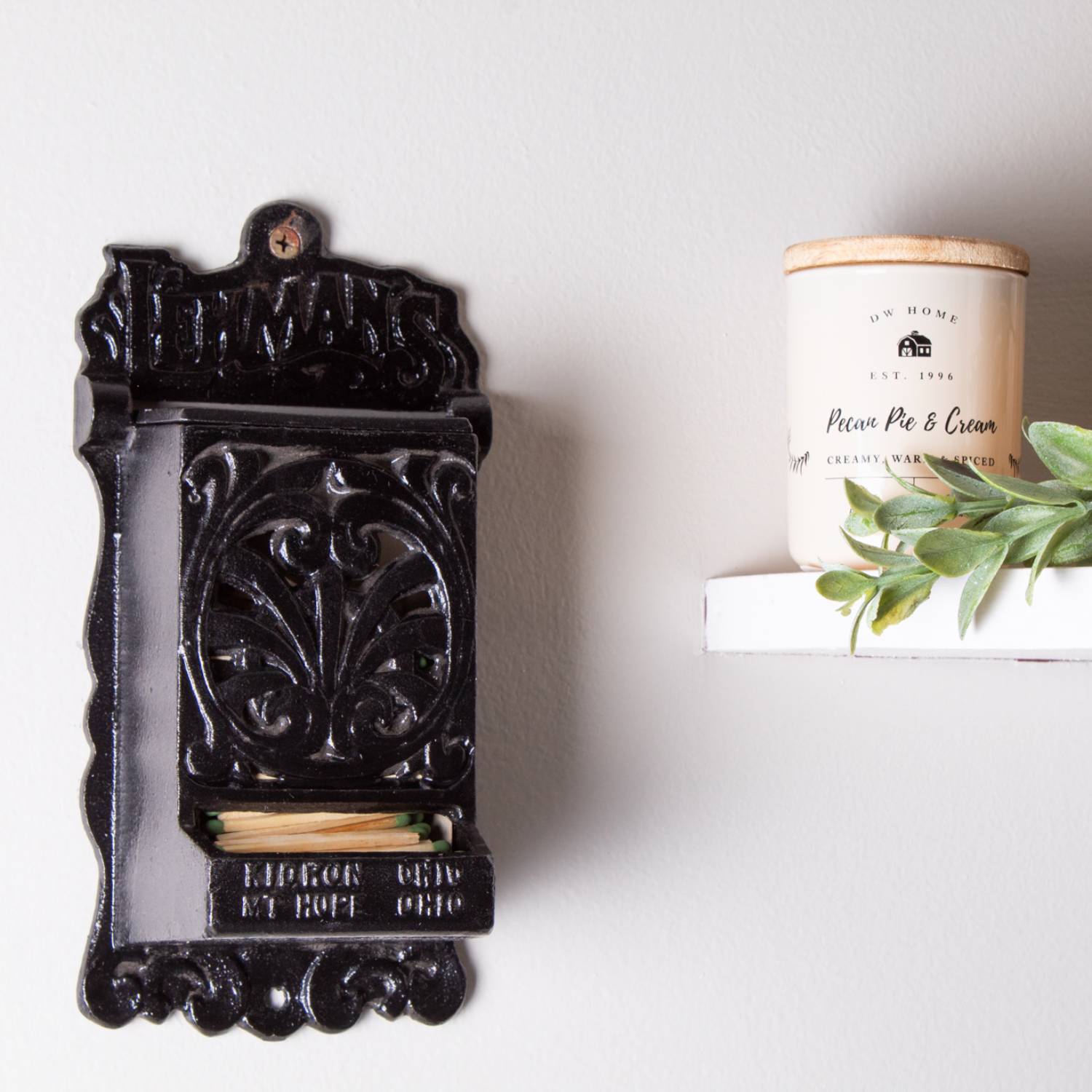 Lehman's Lehmans Wall Mounted Matchbox Holder - Cast Iron - Vintage ...