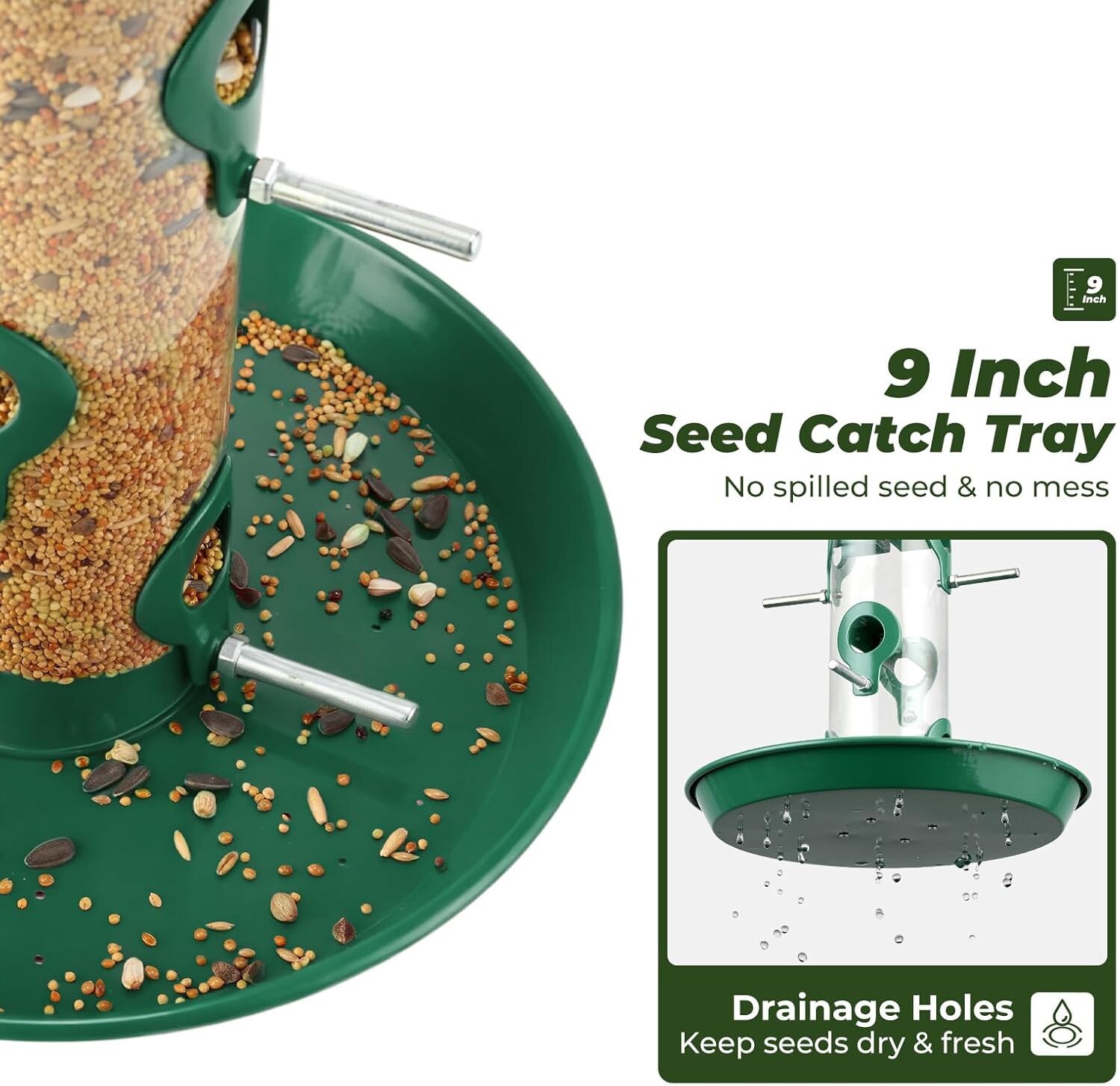 Misopily Metal Bird Feeder Outdoor Hanging 11.5 Inch Rain Cover 8.5 ...