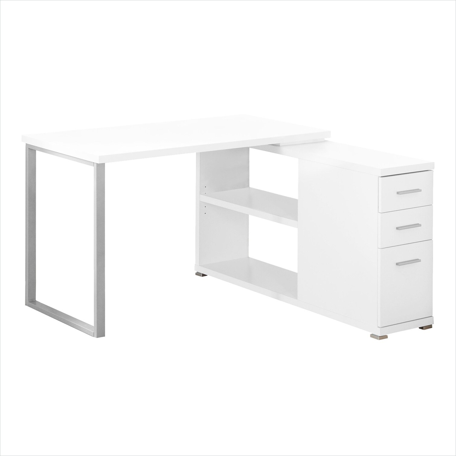 Naturefalls 47.25-Inch L-Shaped Computer Desk White Finish with Grey ...