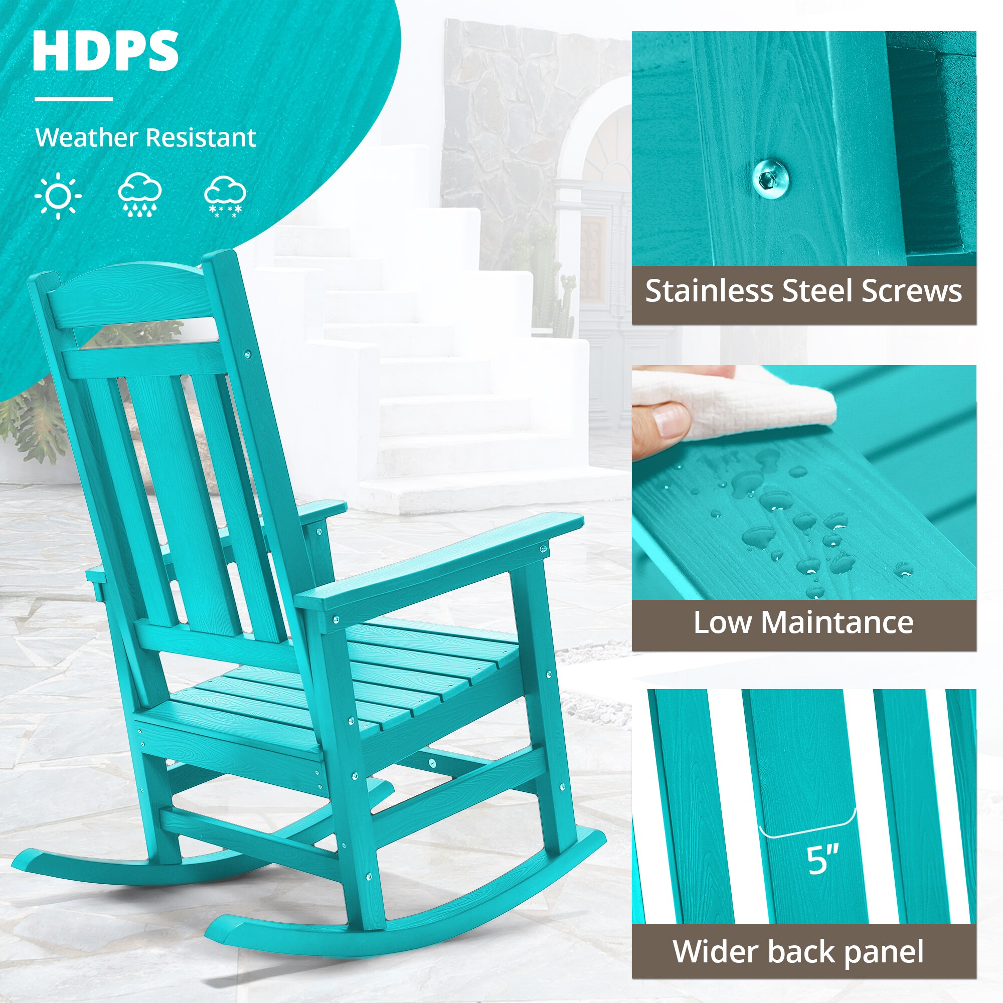 Lue Bona The Adirondack Set Of 2 Aruba Blue Plastic Frame Stationary