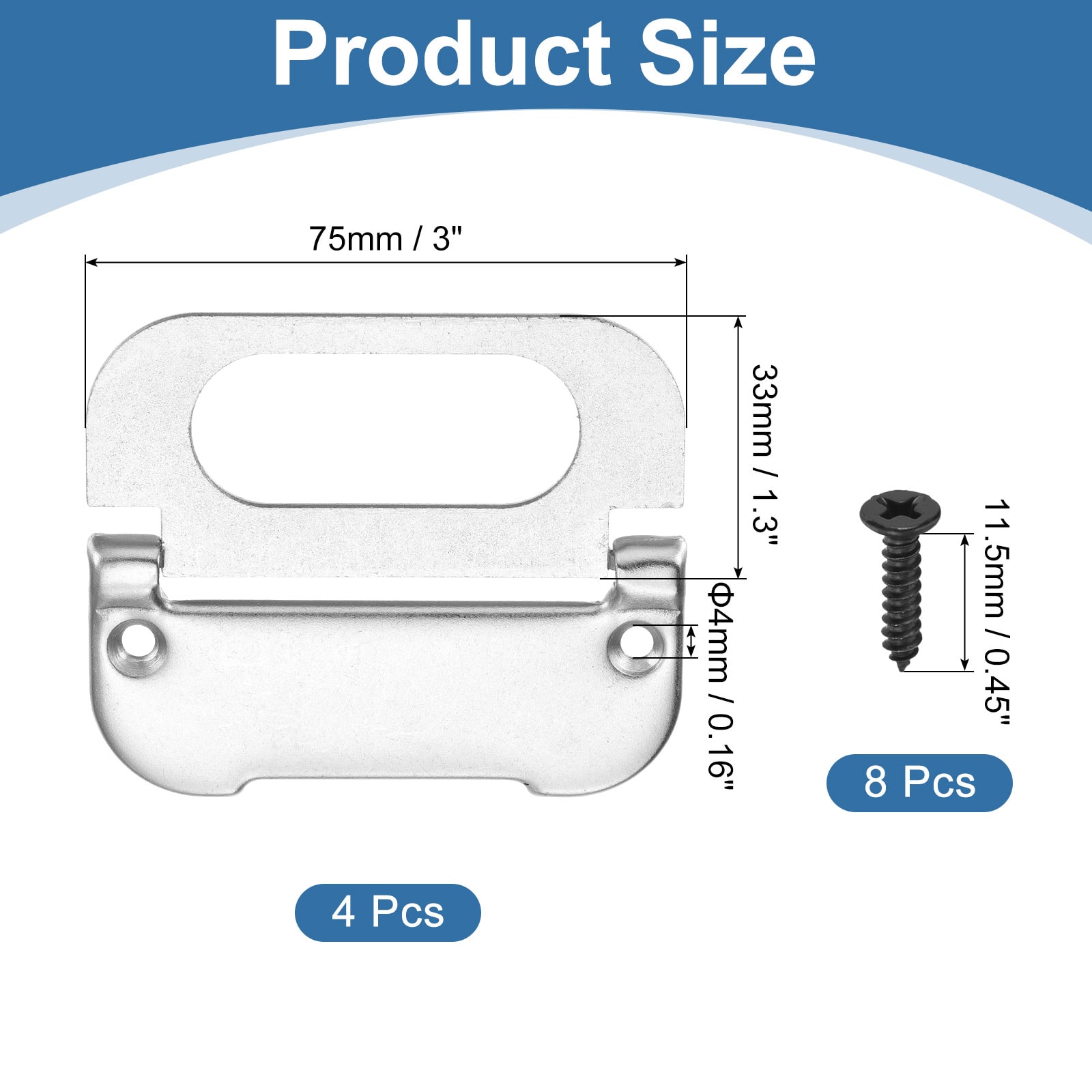 PATIKIL Recessed Pull Door Handle 4 Pack Invisible Flush Pull Handle ...