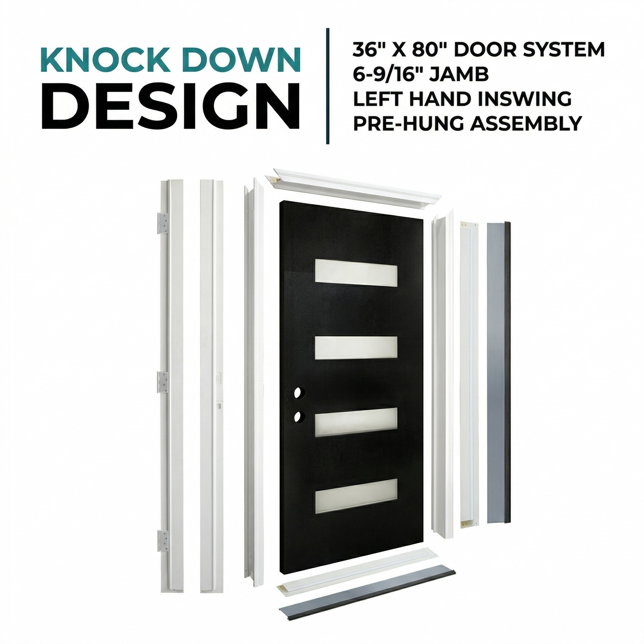 Wooakway 36 x 80 Fiberglass Entry Door with Brickmould Frosted Glass ...