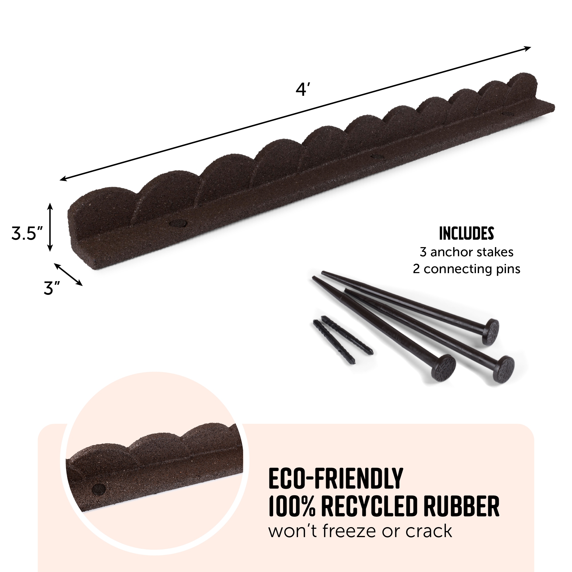 GroundSmart 4-ft x 3-in Sea Scallop 6 -Pack IMC Outdoor Living Rubber ...