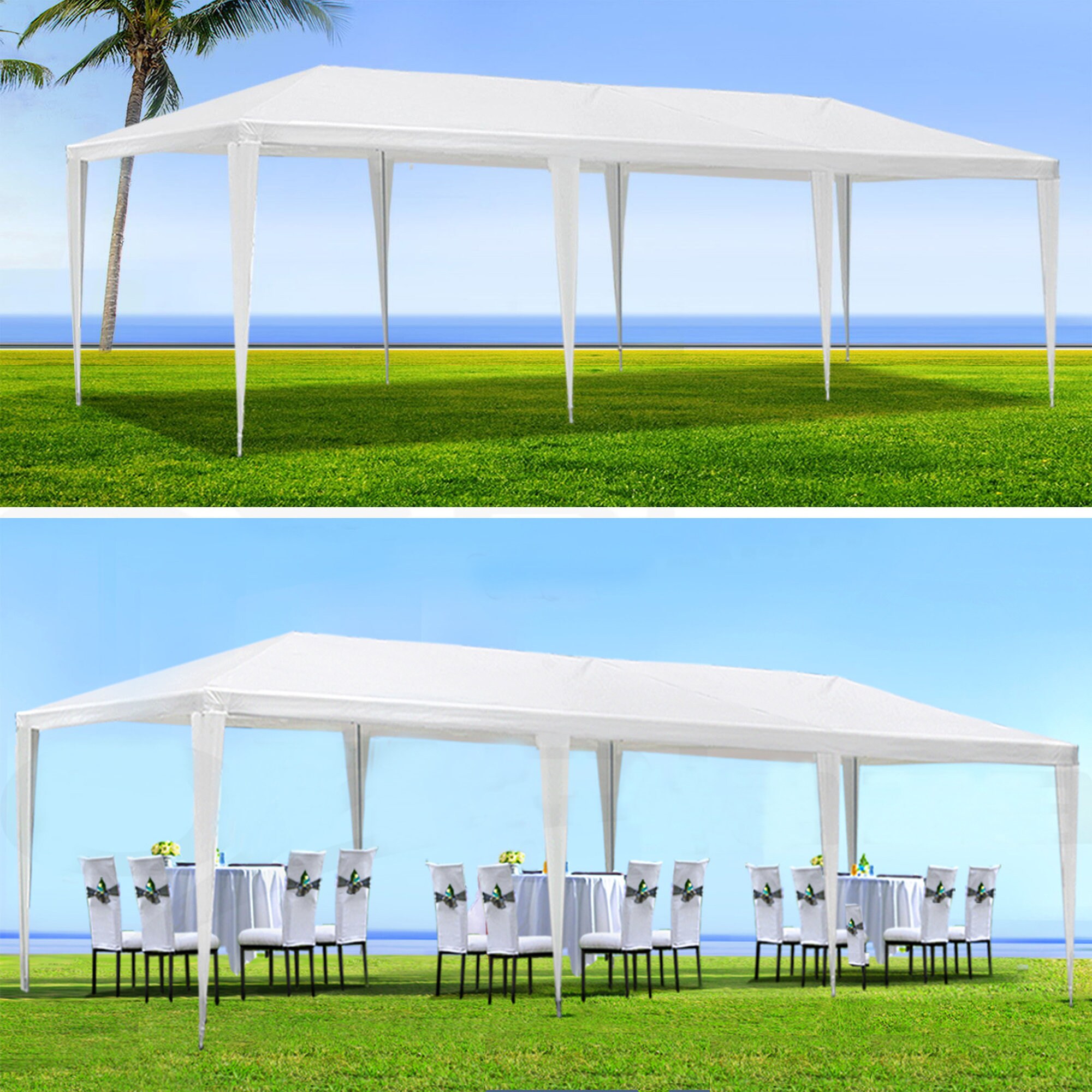 Afoxsos 10 ft x 30 ft x 9 ft white outdoor garden gazebo party tent ...
