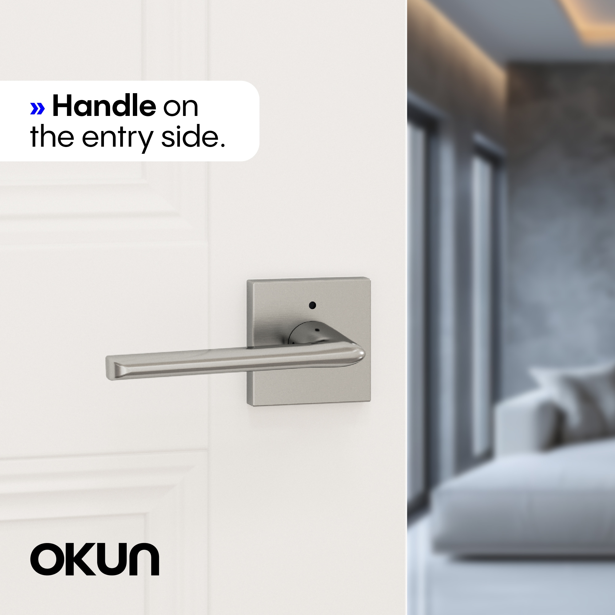 OKUN Mirra Brushed Nickel Interior or Bed/Bath Hall/Closet Privacy Door ...
