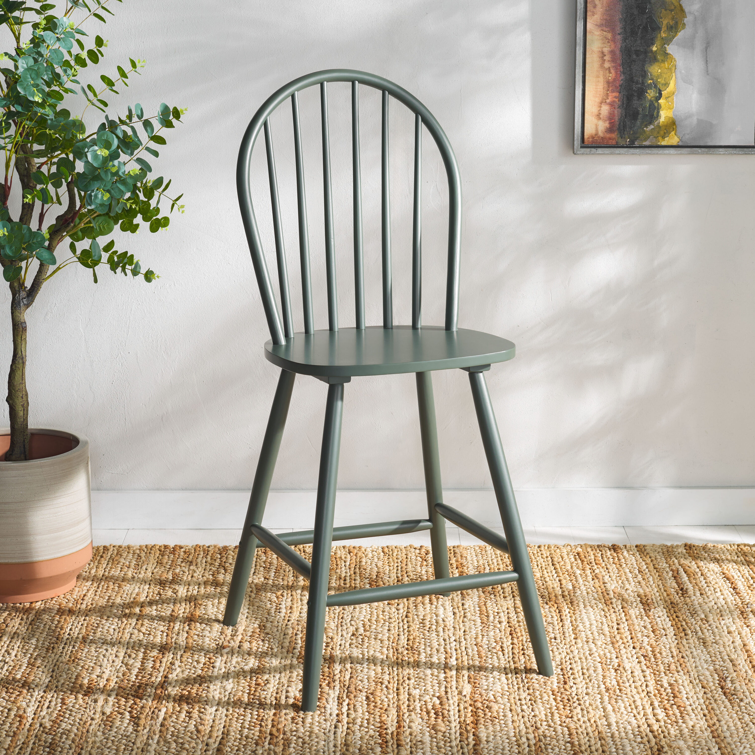 Safavieh Dark Green 24-in H Tall Wood Bar Stool in the Bar Stools ...