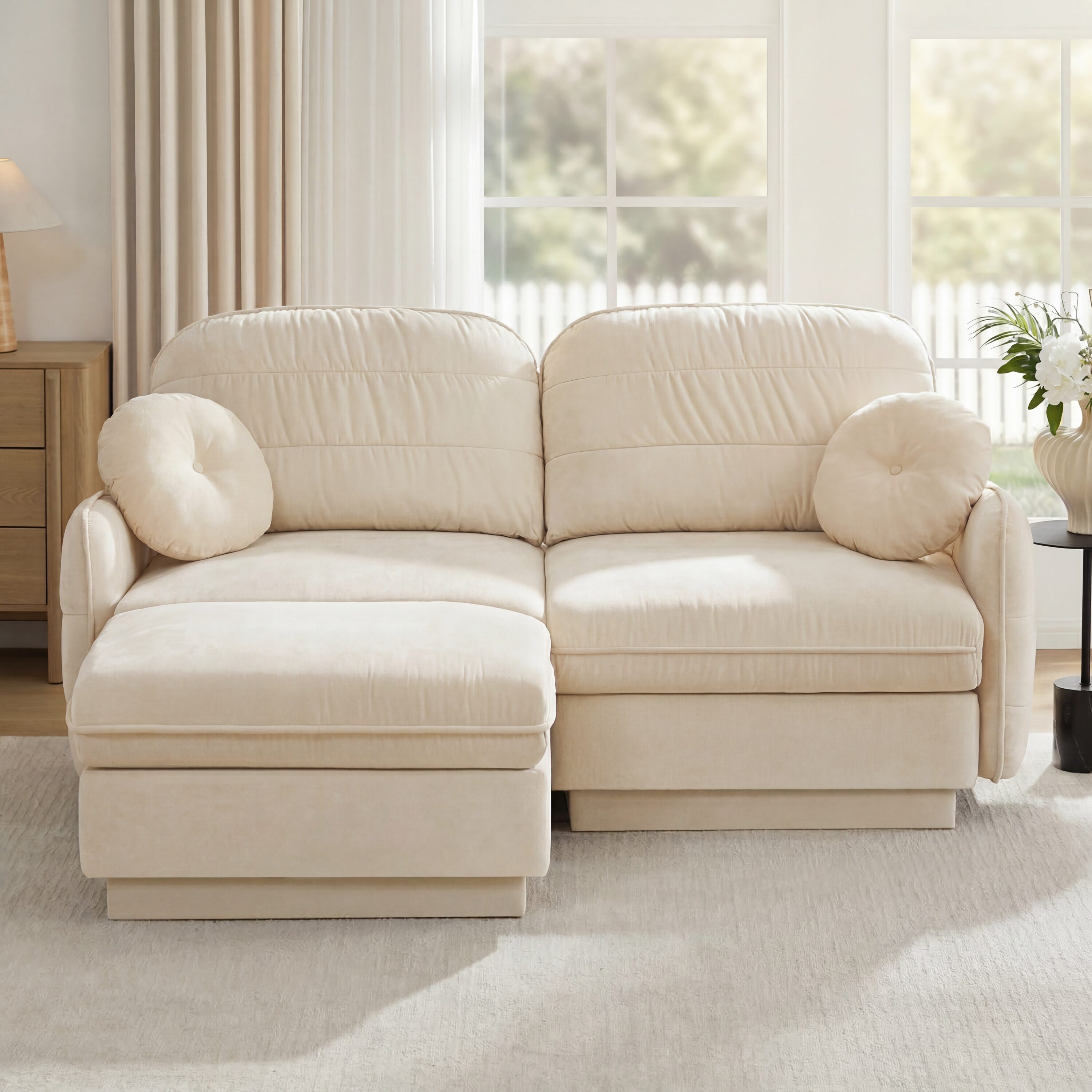 LOVMOR L Shaped Modular Convertible Chenille Sectional Sofa 2 Seater ...