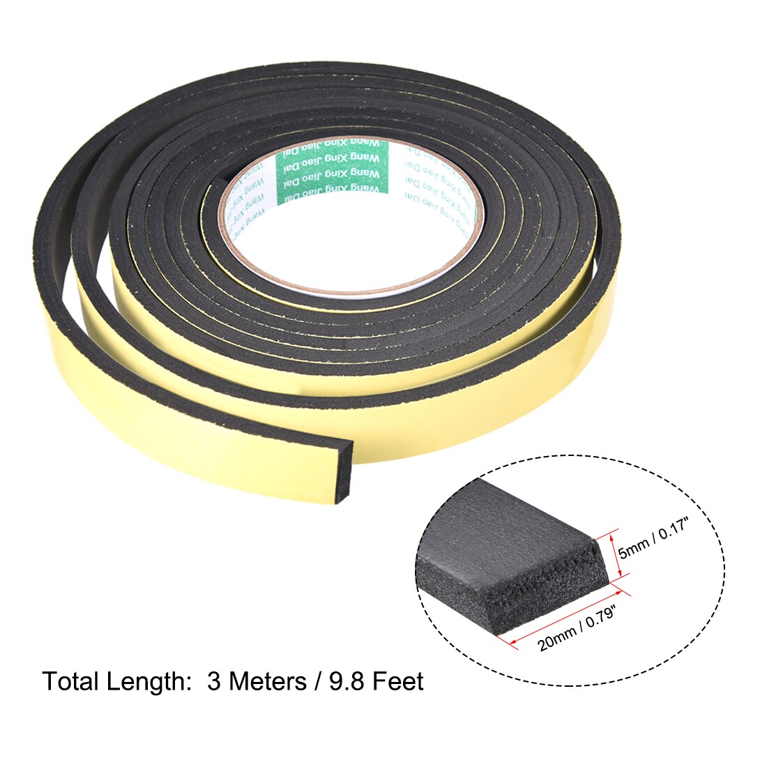 Unique Bargains Sealing Foam Tape 20mm Wide 5mm Thick 3 M/9.8-Foot Long ...