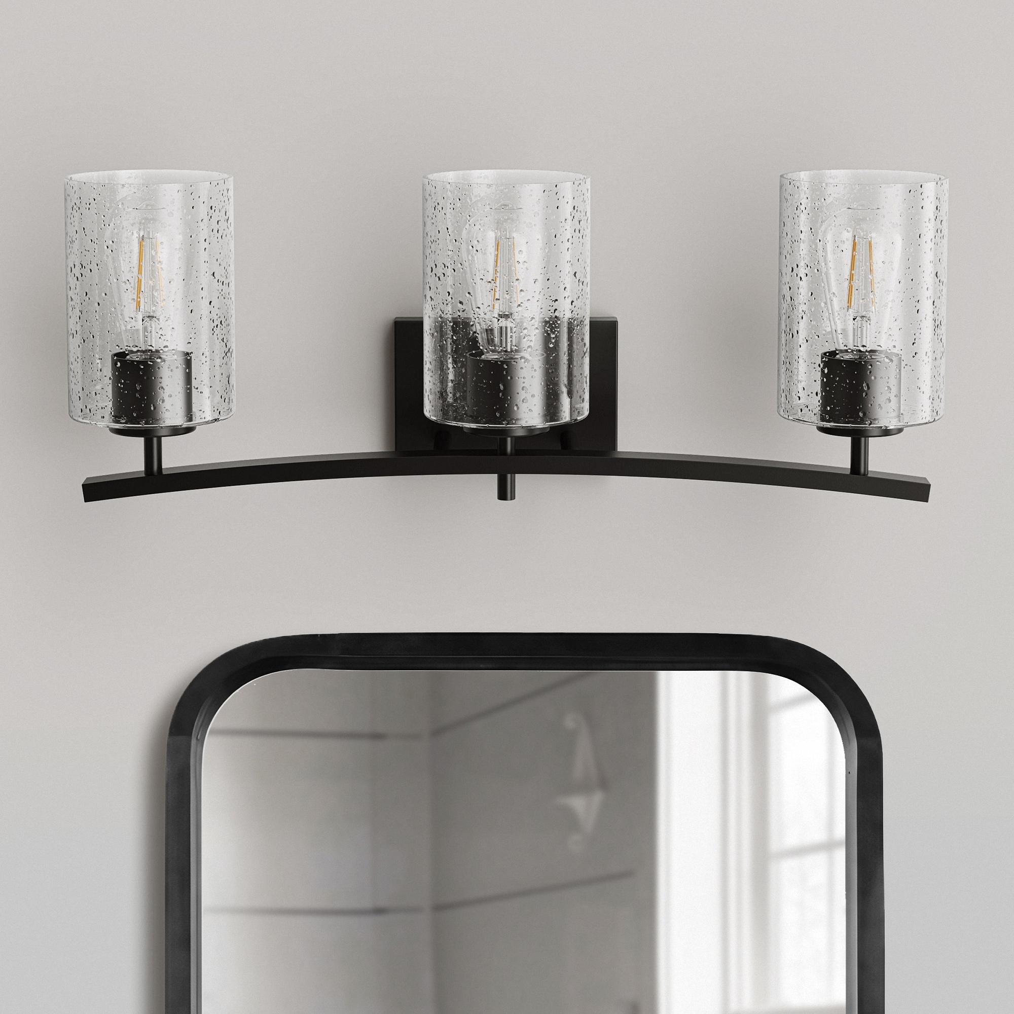 YANSUN 23.6-in 3 Light Matte Black Industrial Bathroom Vanity light in ...