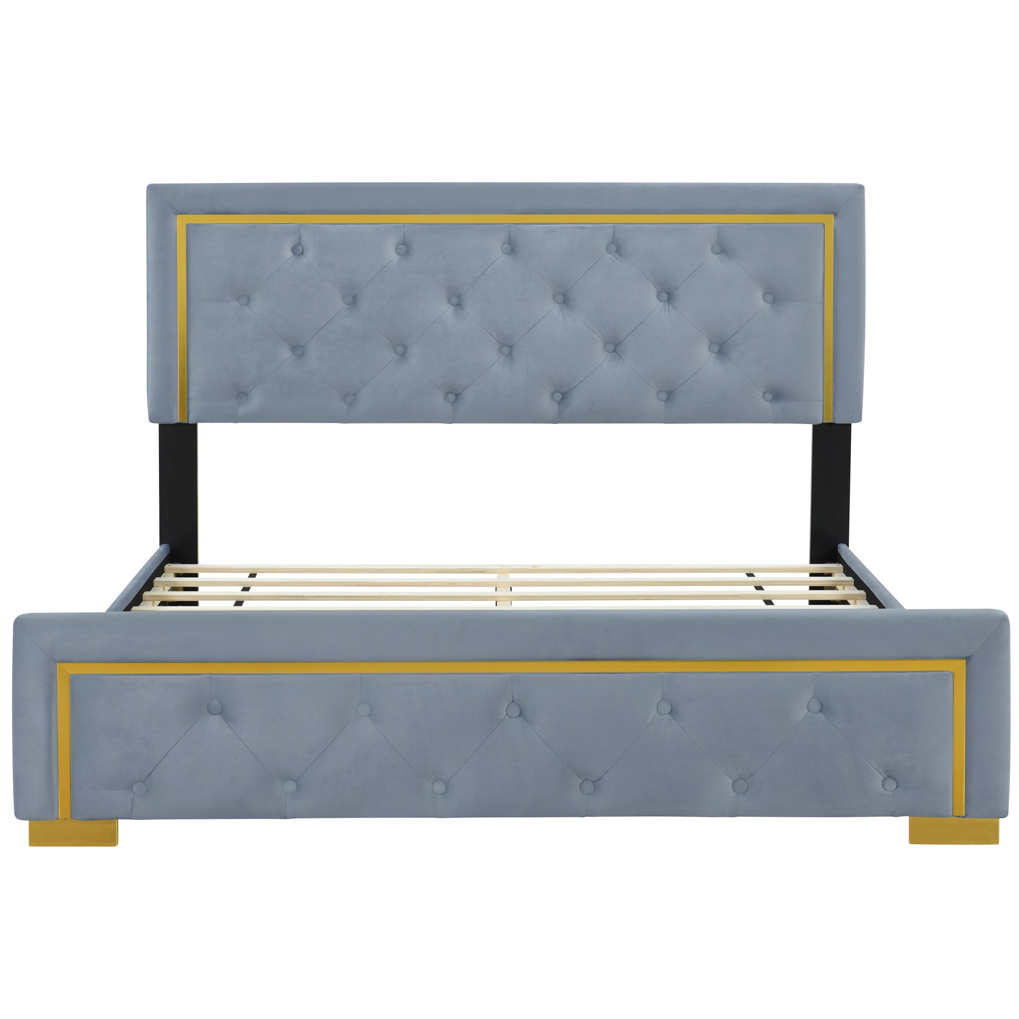 ModernLuxe Queen Size Upholstered Platform Bed With Pull Point ...