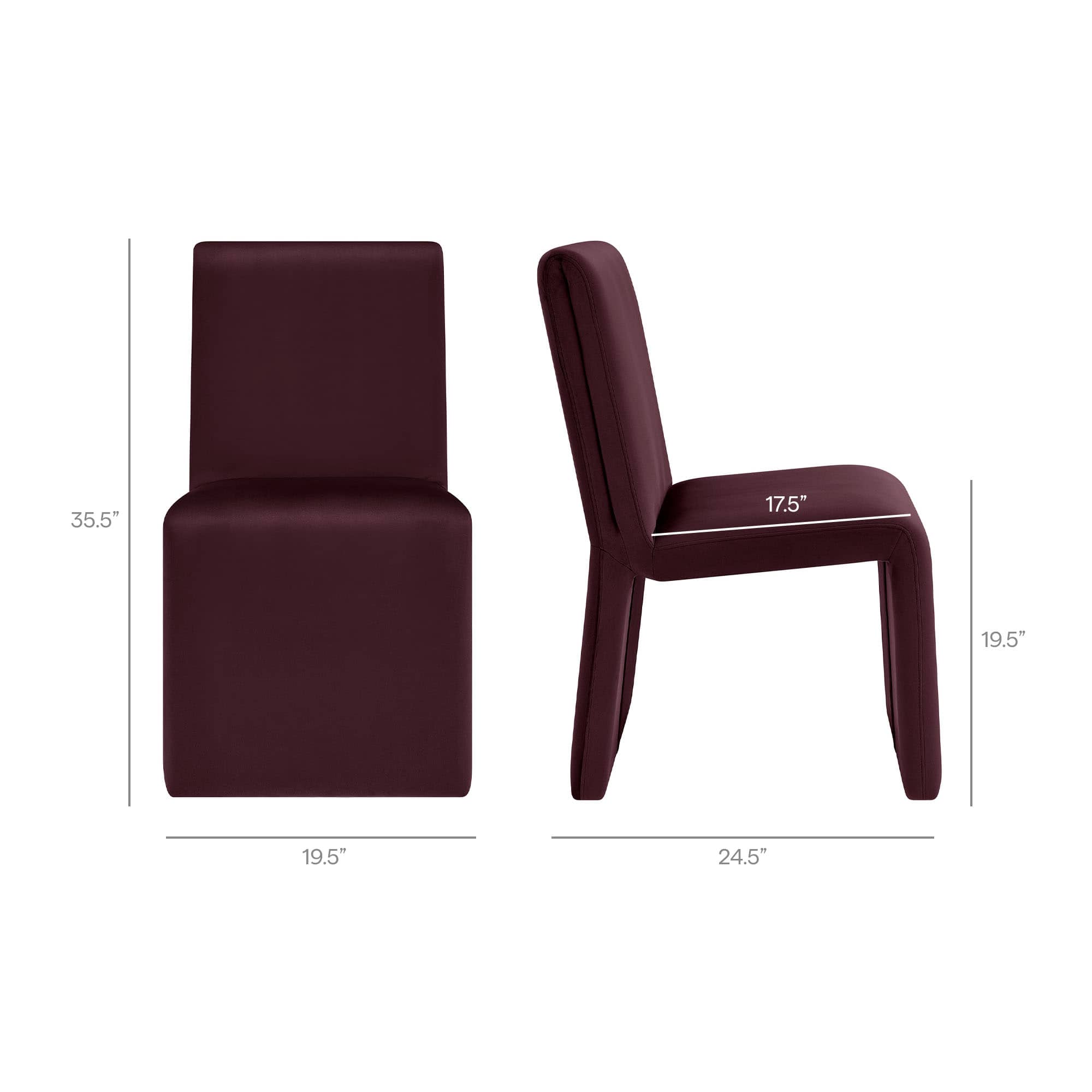 Modway Emory Performance Velvet Dining Side Chair Set of 2 in Mulberry ...
