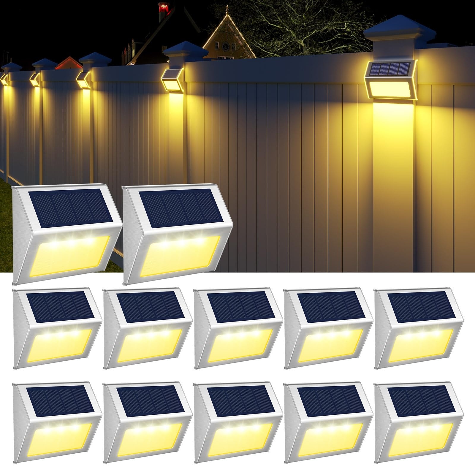 Vrbgify Solar Deck Lights 12 pack Outdoor Waterproof Fence Post and ...