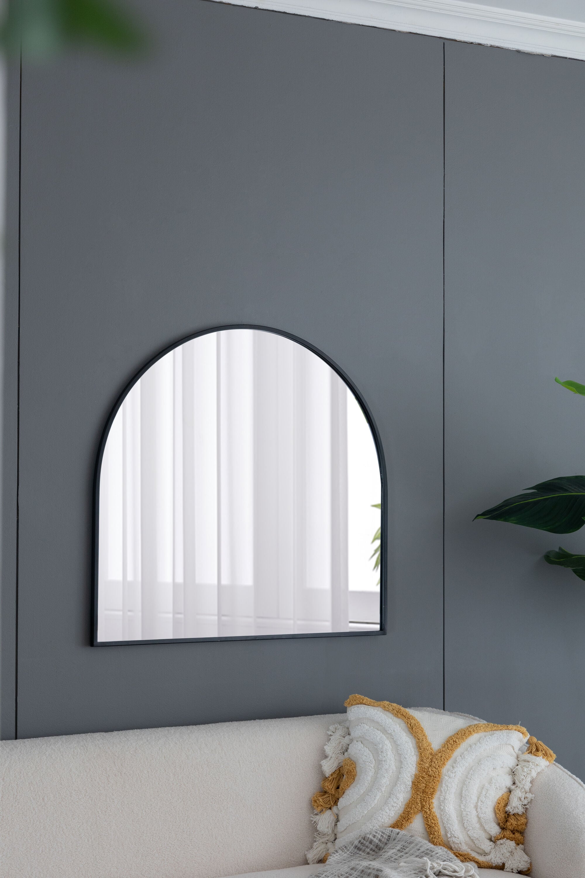 Tinyhomie 33x31 Inch Arched Decorative Accent Mirror Iron Metal Frame ...
