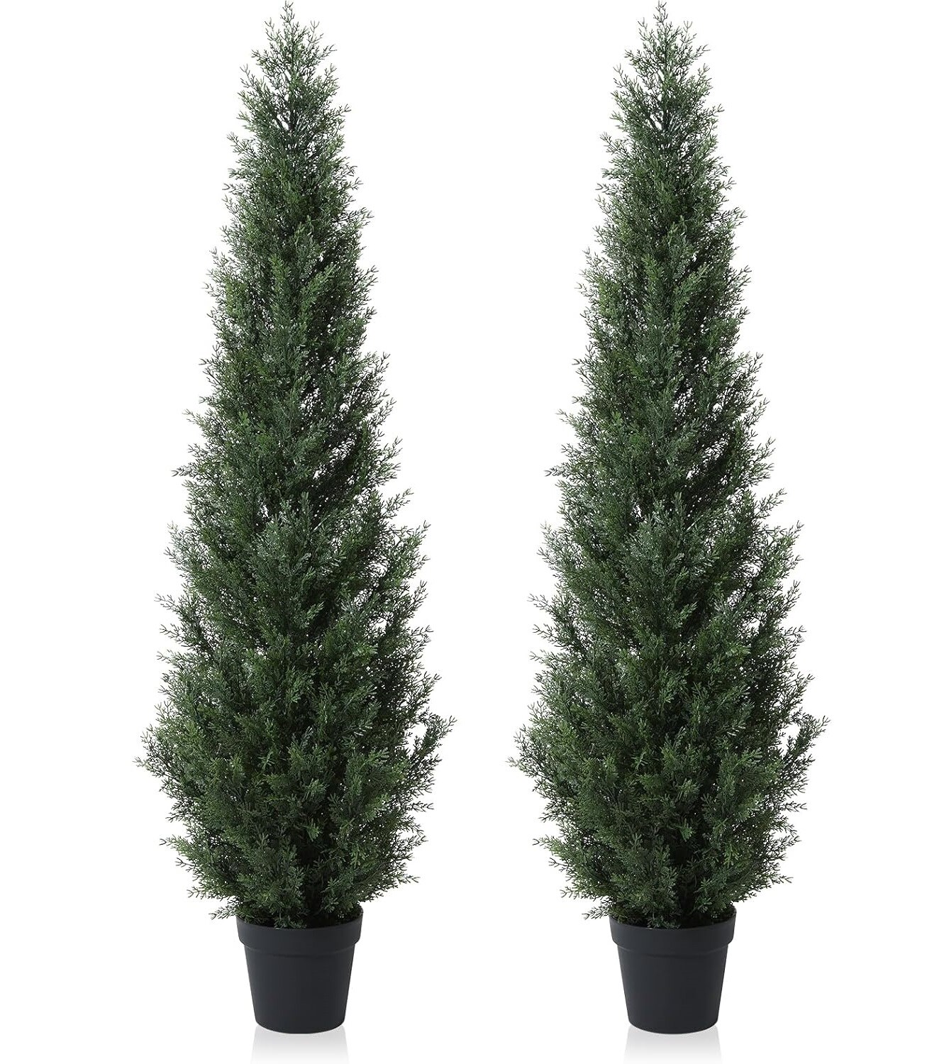 Zyerch 5FT Artificial Cedar Topiary Trees for Outdoors Potted Fake ...