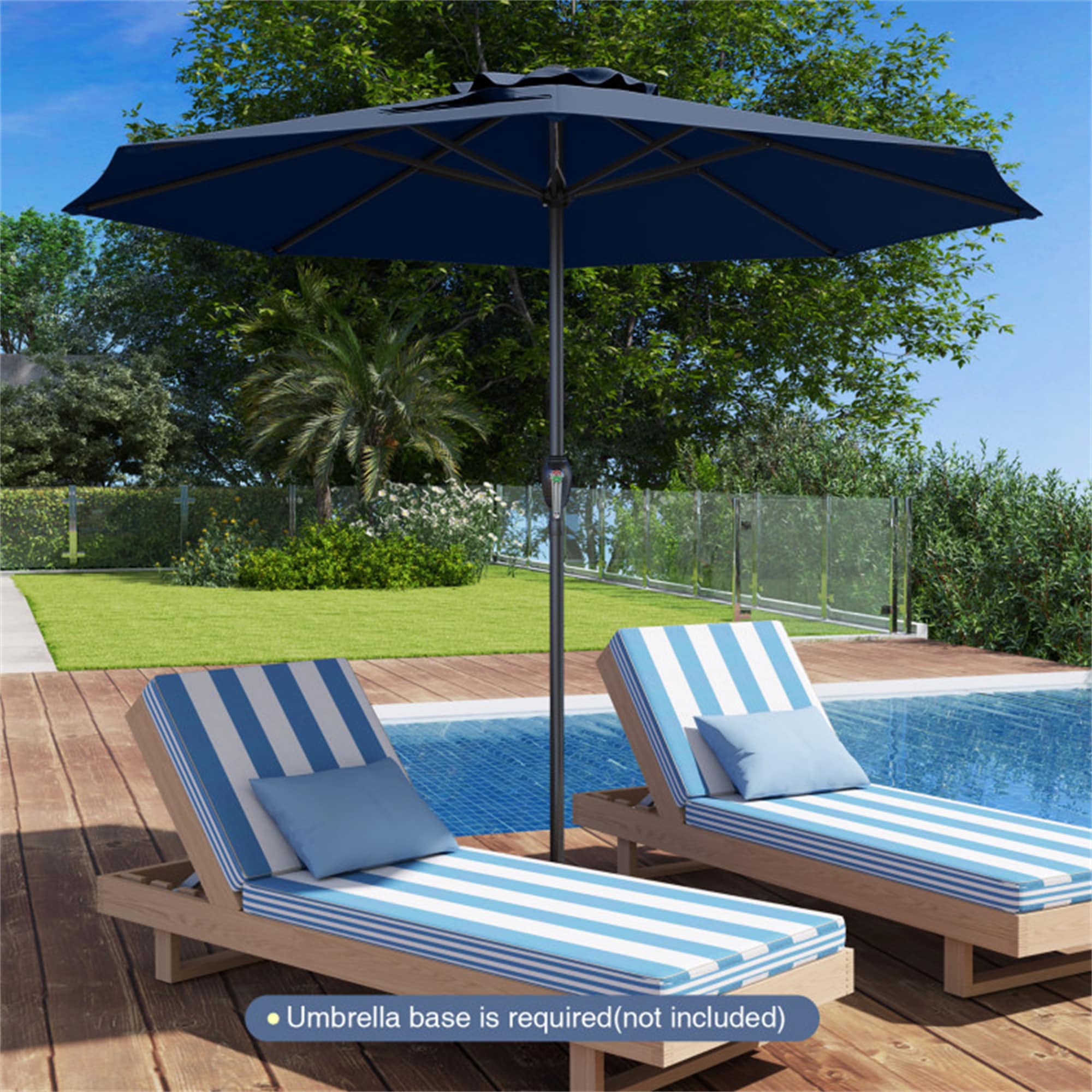 BABOOM 8.5-ft Steel Navy No-tilt Market Patio Umbrella in the Patio ...
