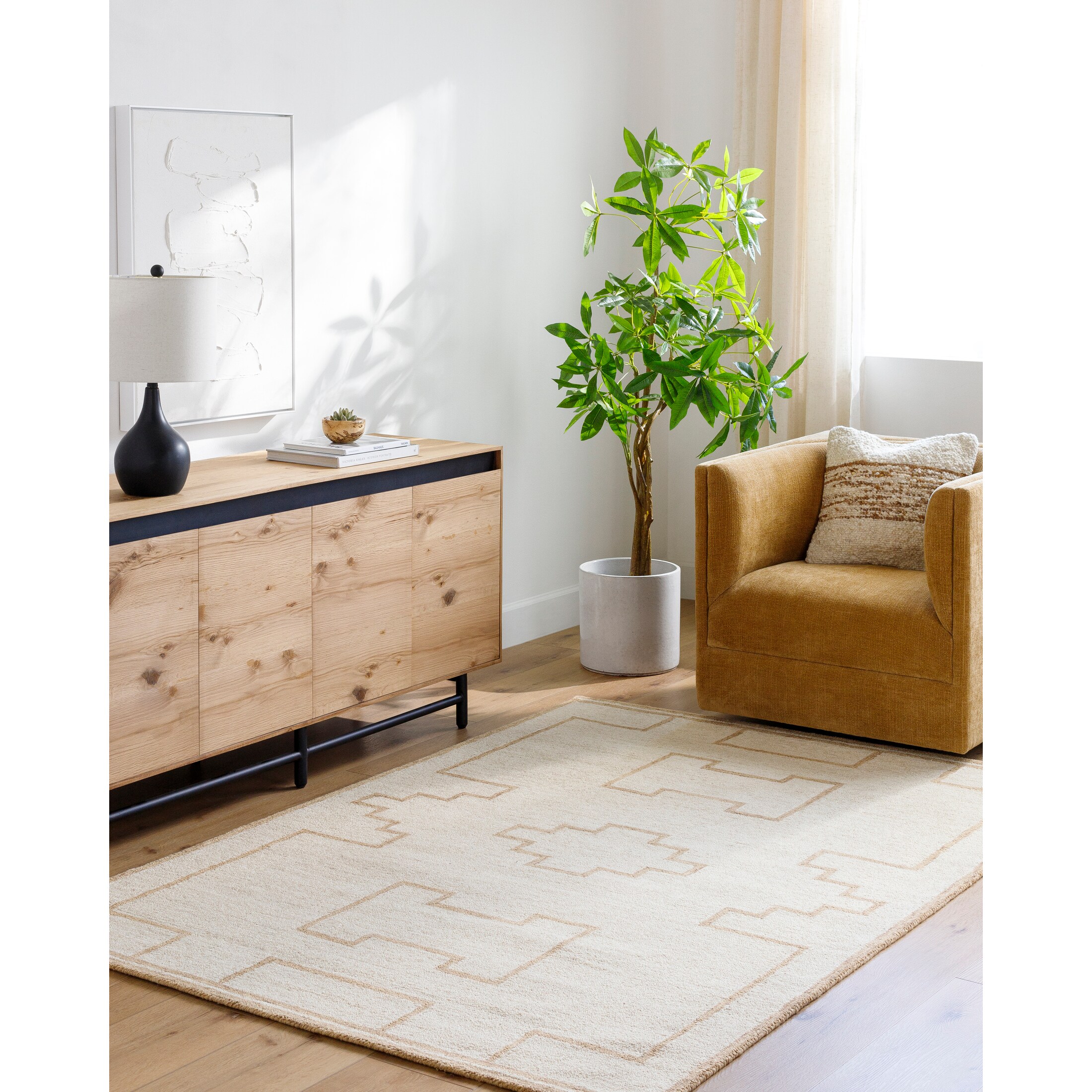 Livabliss Bournemouth 5 x 8 (ft) Tufted Wool Light Brown Rectangular ...