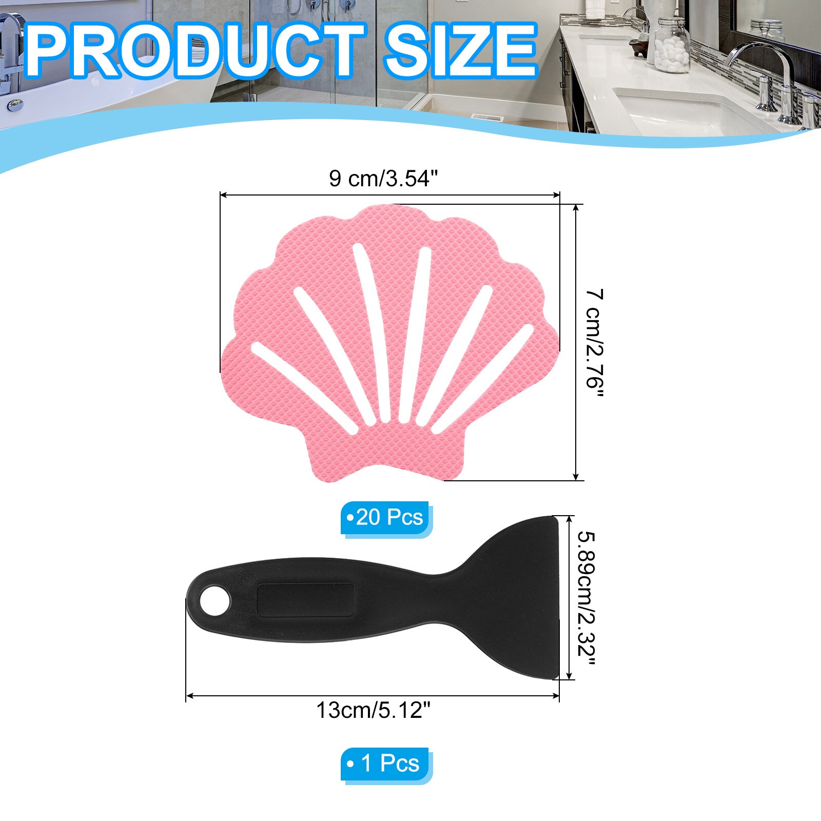 PATIKIL Bathtub Non Slip Stickers 3.54x2.76 Inch 20pcs Shell Safety ...