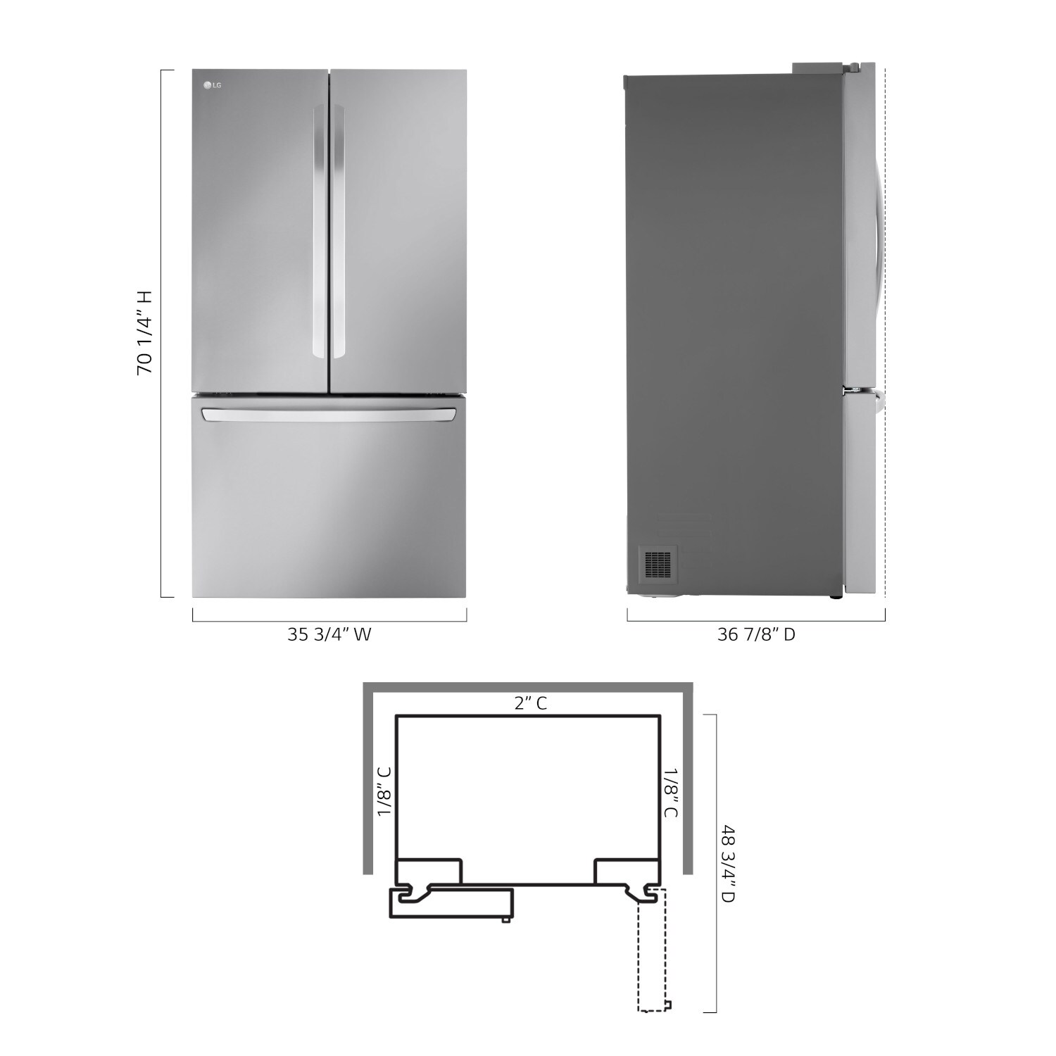 LG Standard Depth MAX 31.7-cu ft Smart French Door Refrigerator with ...