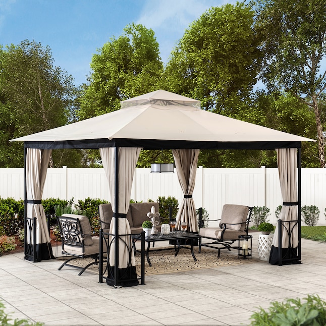 Sunjoy 12-ft x 10-ft Brown Metal Rectangle Screened Semi-permanent ... Sunjoy 12-ft x 10-ft Brown Metal Rectangle Screened Semi-permanent ...
