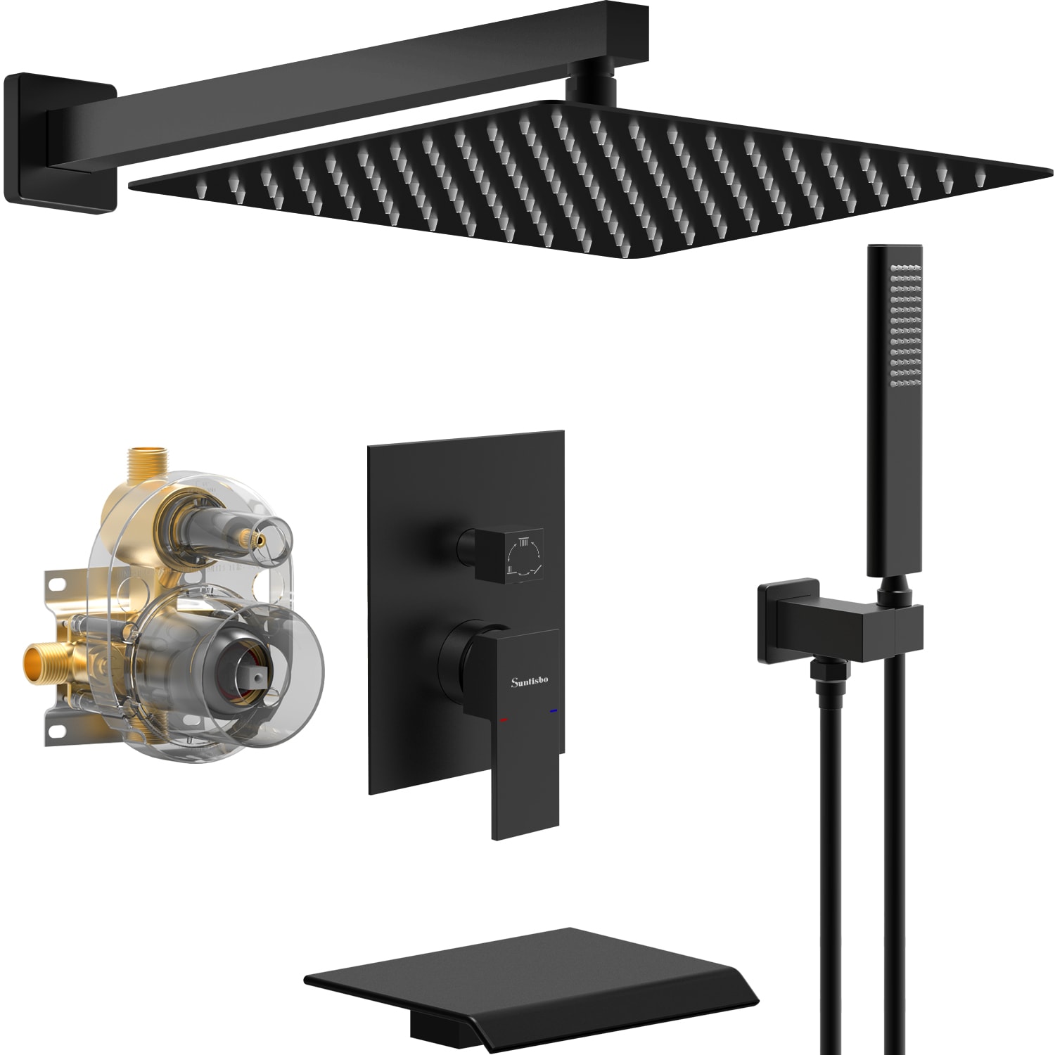 Tatayosi 10inch Matte Black Rain Shower System in the Shower Systems ...