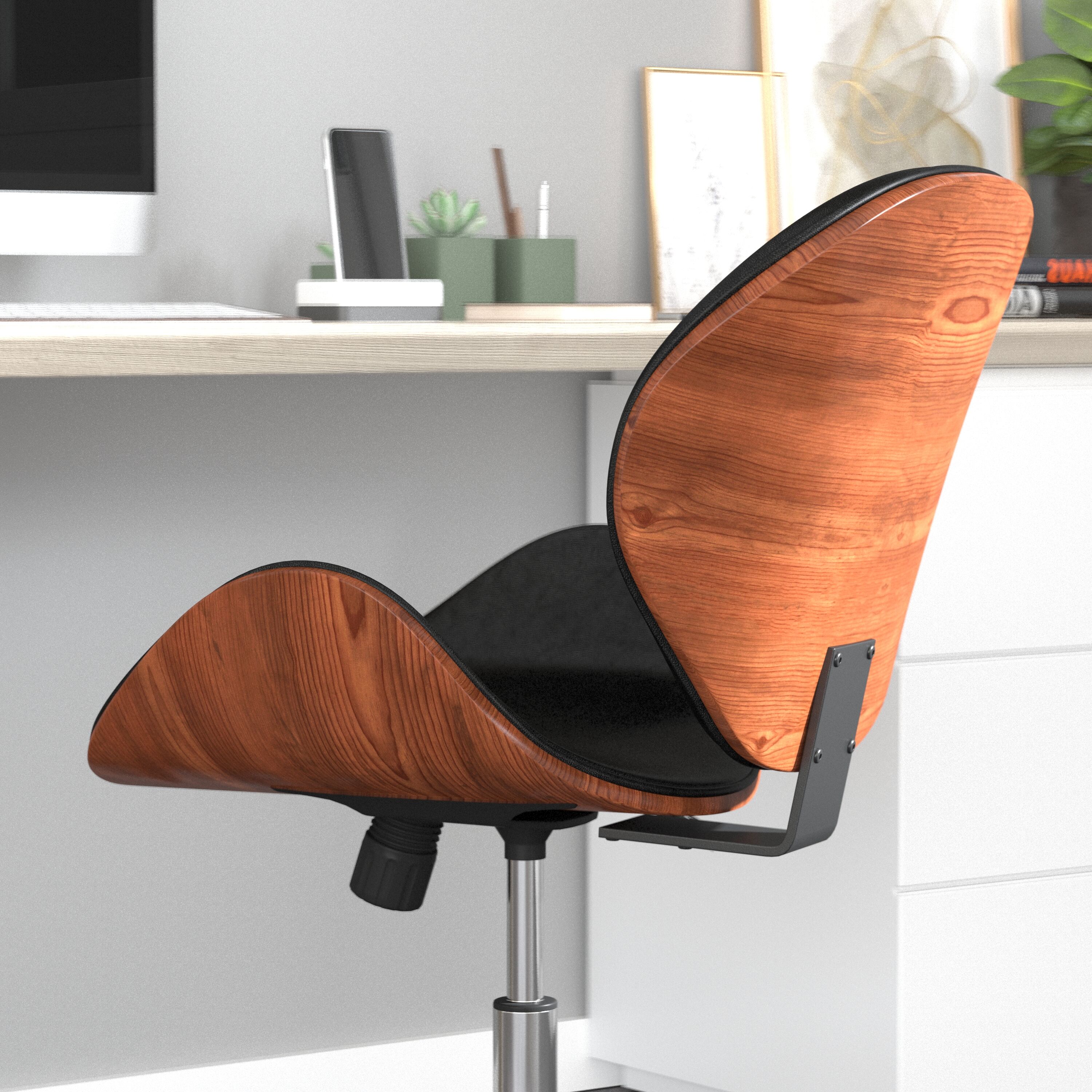 Merrick Lane Roisin Office Chair Black Faux Leather Mid-Back Ergonomic ...