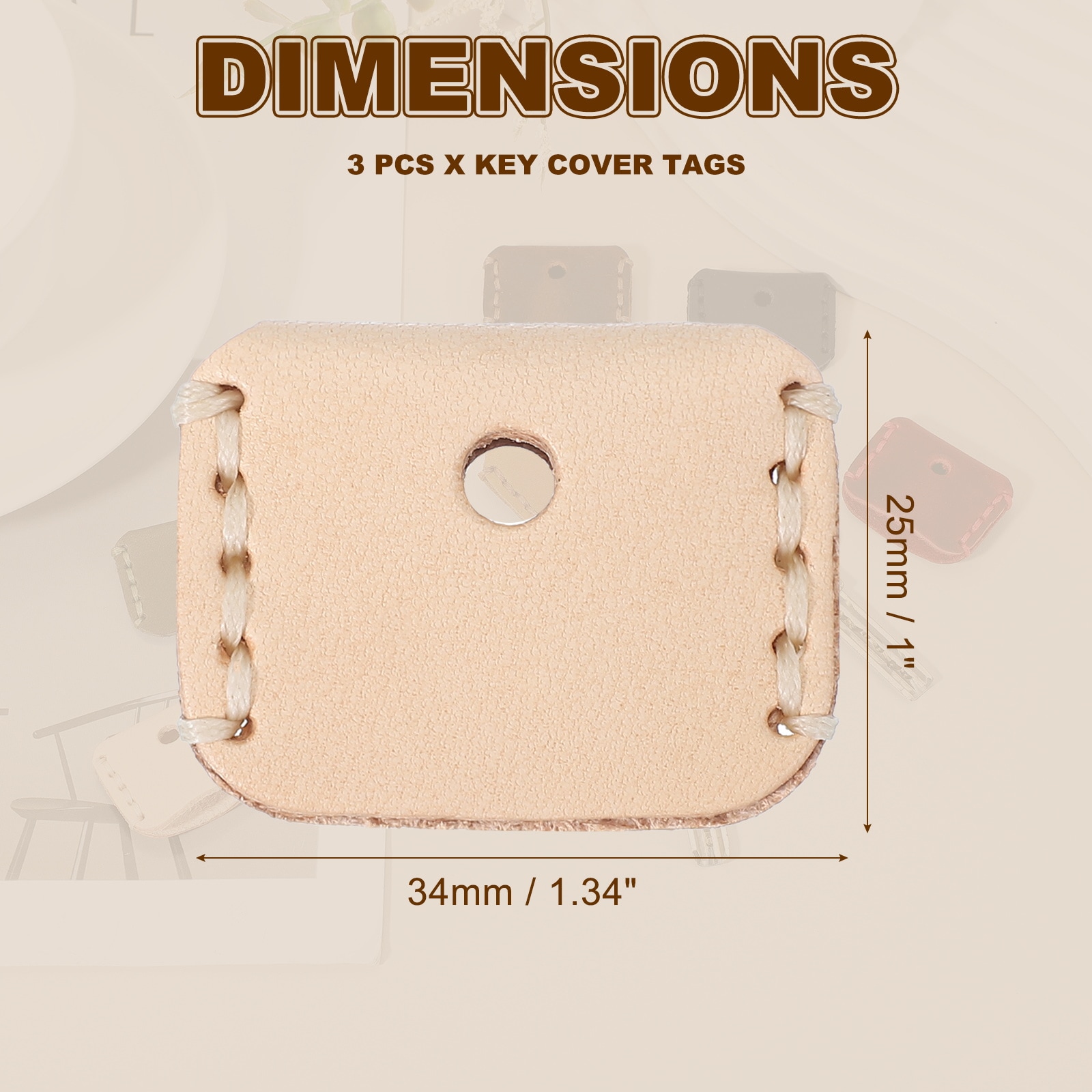 PATIKIL Leather Key Covers Caps 3pcs Head Key Sleeves Mini Key Tags ...