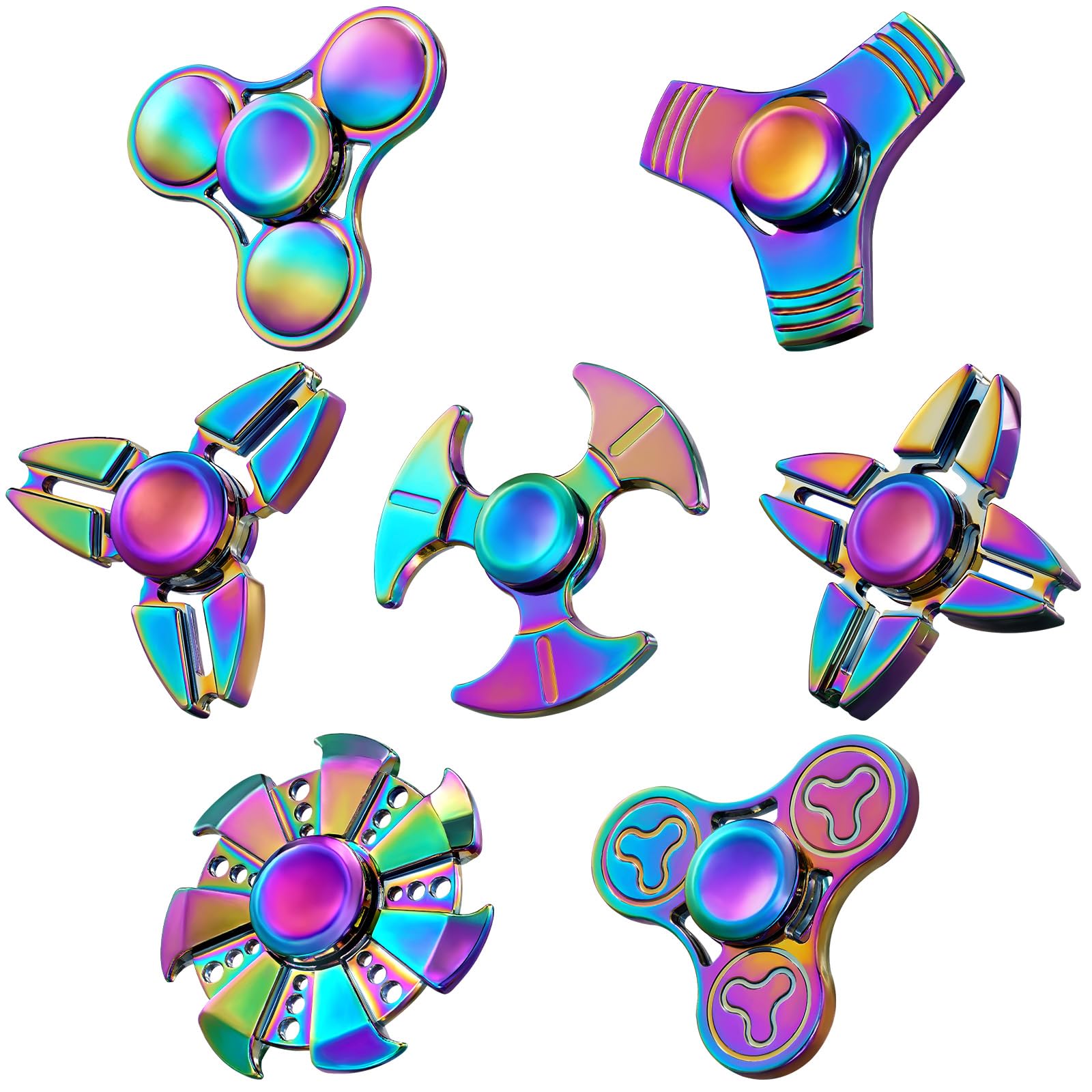 Misopily 7 Pack Metal Fidget Spinners Sensory Hand Toys for Kids and ...