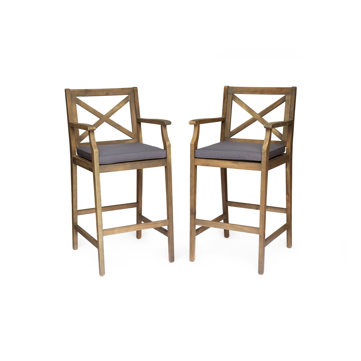 Streamdale Furniture Streamdale Logan Acacia Wood Patio Barstools Set ...