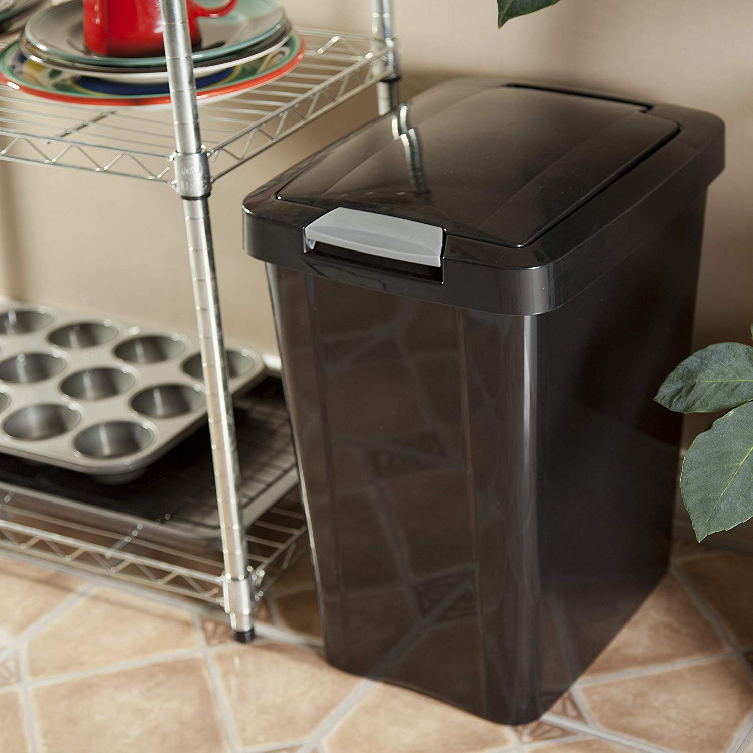 Sterilite 7.5 Gallon TouchTop Wastebasket - Stylish Trash Bin with ...