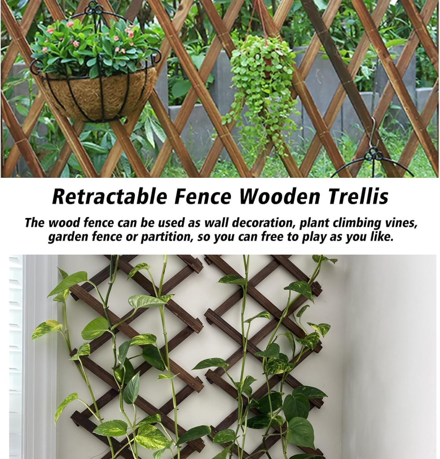 Afoxsos 4 Pack Expandable Wooden Garden Trellis 13 in x 68 in Lattice ...