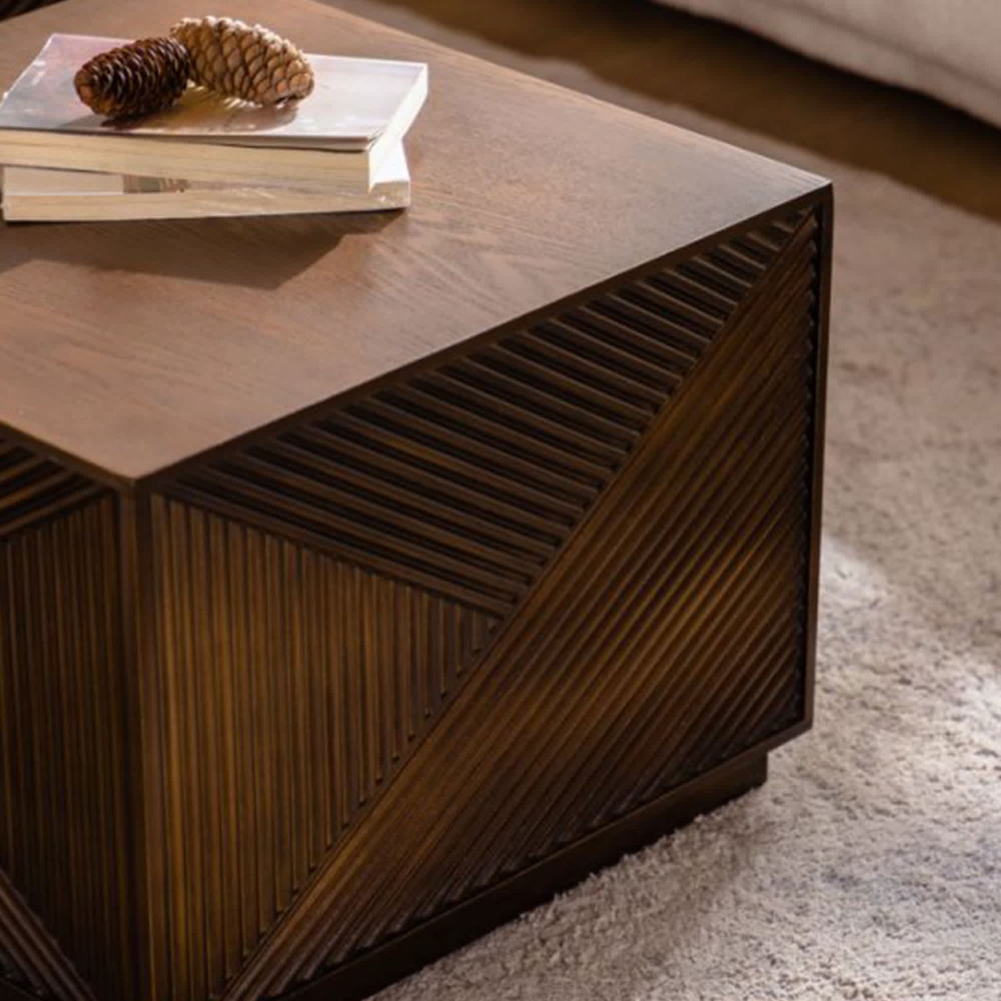 Vynxaria Square Coffee Table Brown High Temperature Baking Varnish Eco ...
