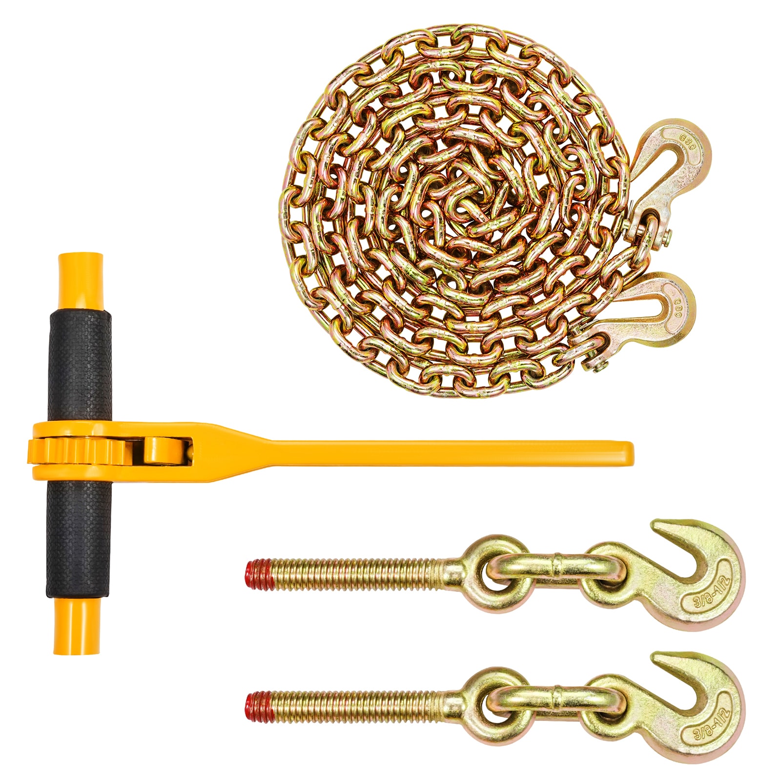 GIVIMO Chain and Binder Kit 2-Set 9200-lb Ratchet Load Binders with 3/8 ...