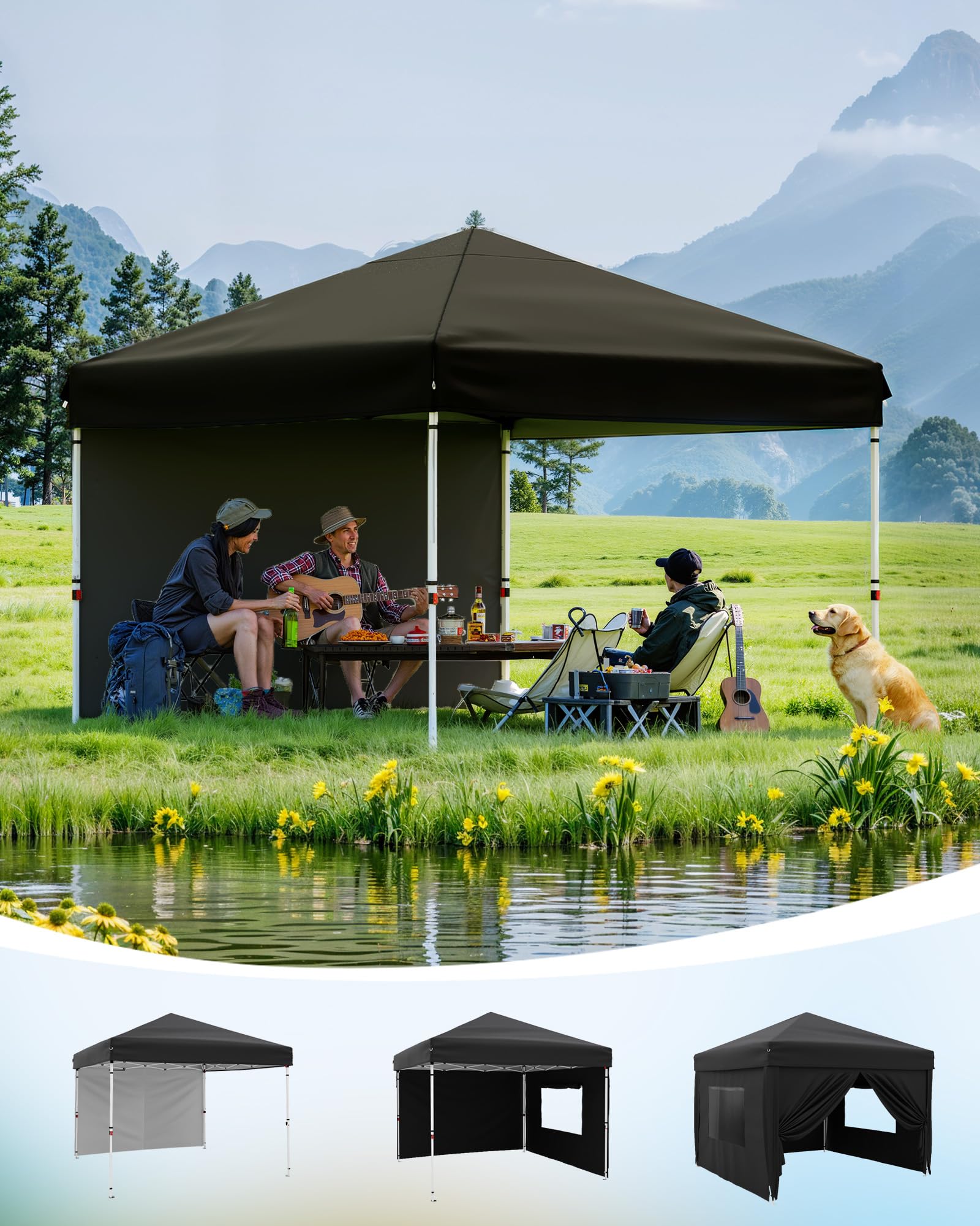 IdealHouse 4 Piece 10x10 Pop Up Canopy Sidewalls Outdoor Instant Canopy ...